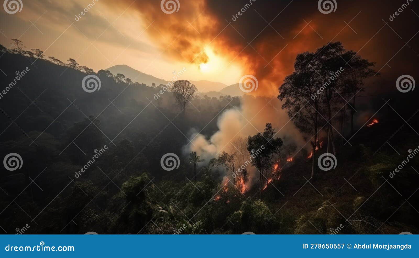 Rain Forest Fire Disaster is Burning Stock Illustration - Illustration ...