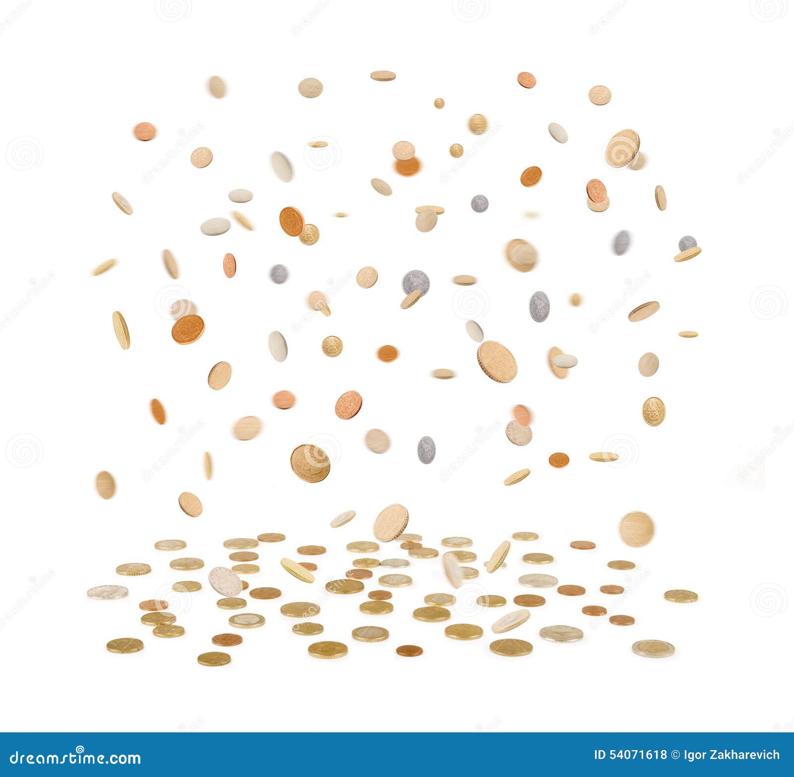 Rain from Golden Coins. Falling Gold Coins Stock Photo - Image of ...
