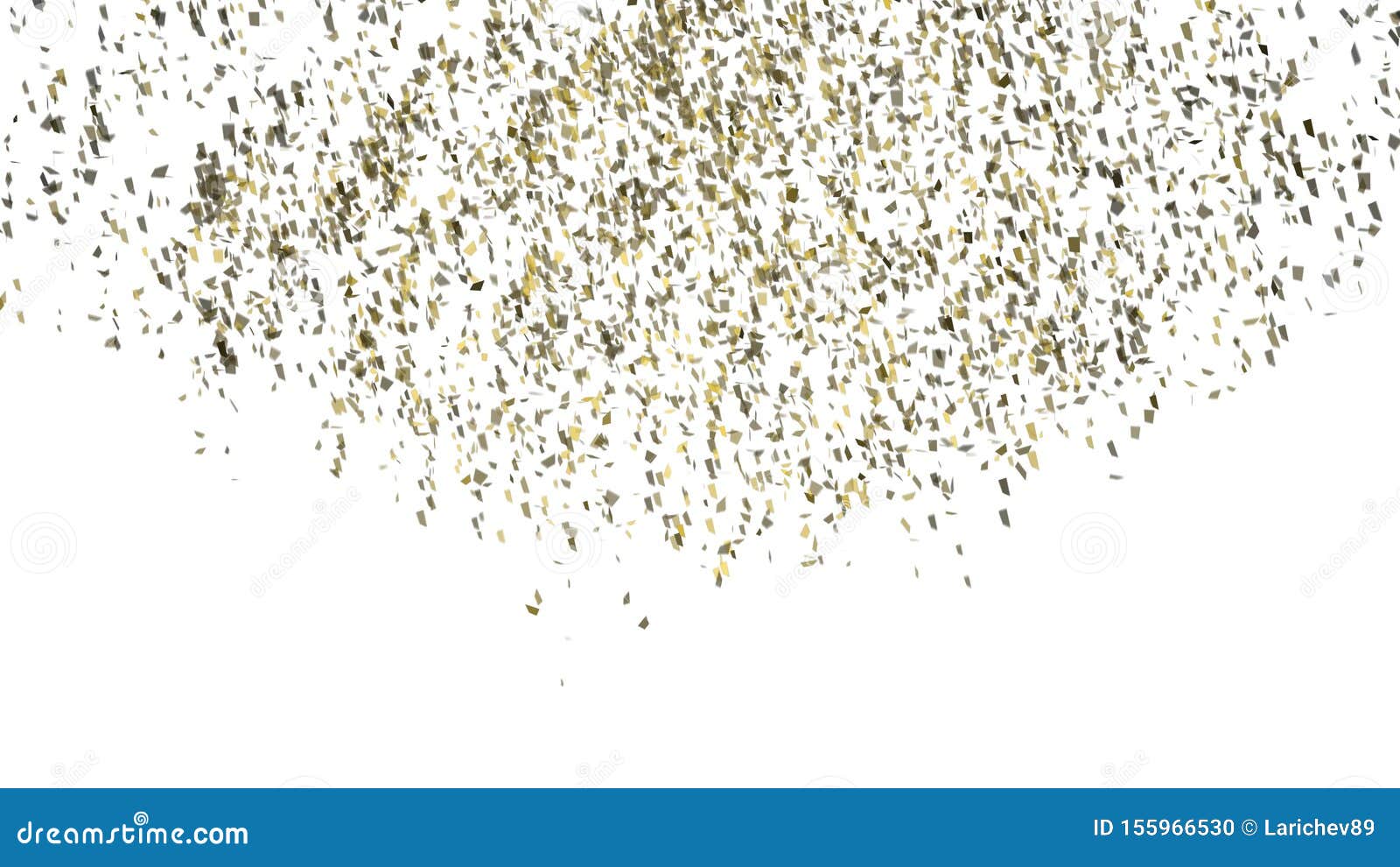 Rain of Golden Confetti on White Background. 3d Illustration Stock ...