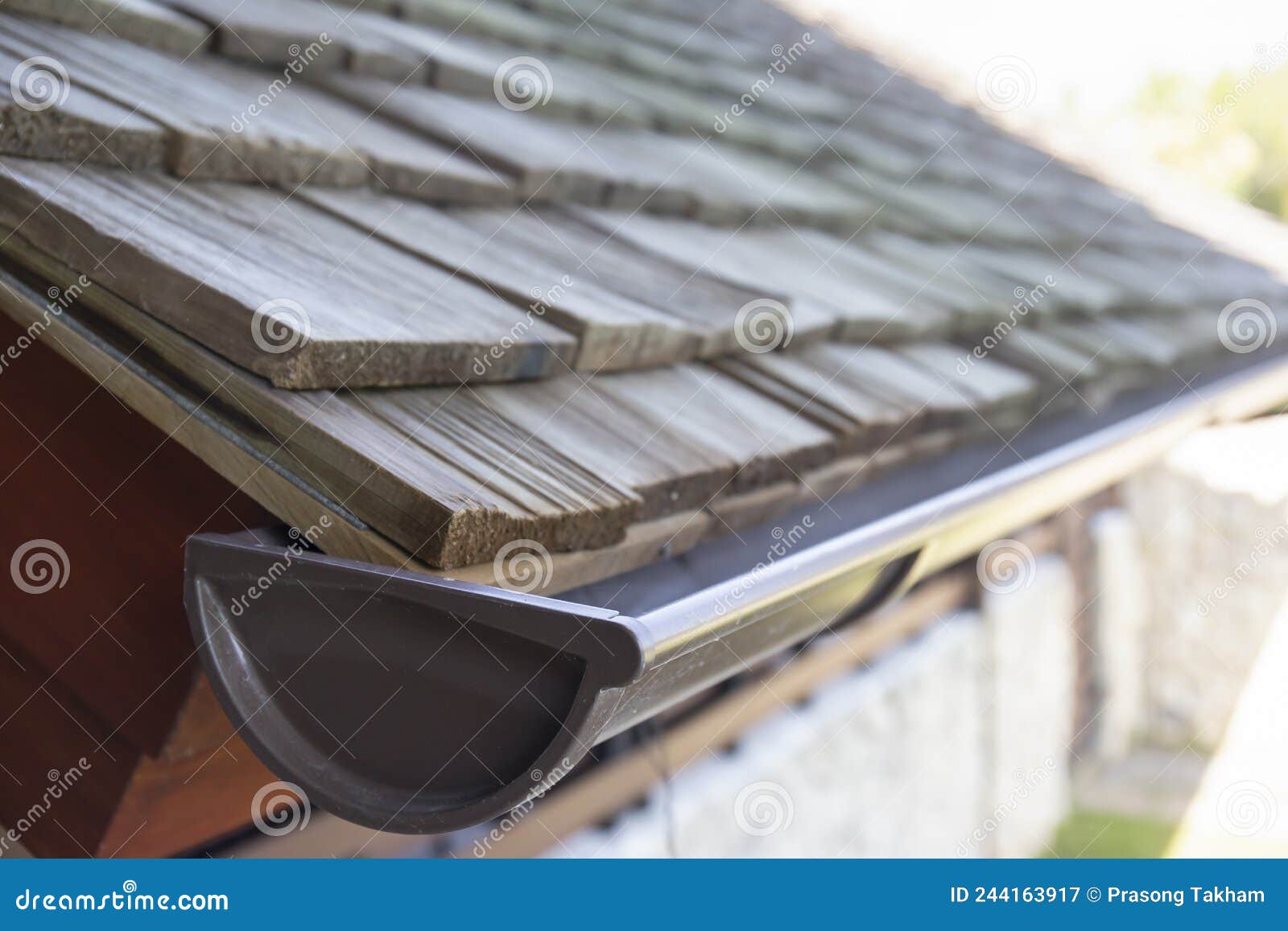 Rain Gutter System for the Roof of the House Stock Image - Image of ...
