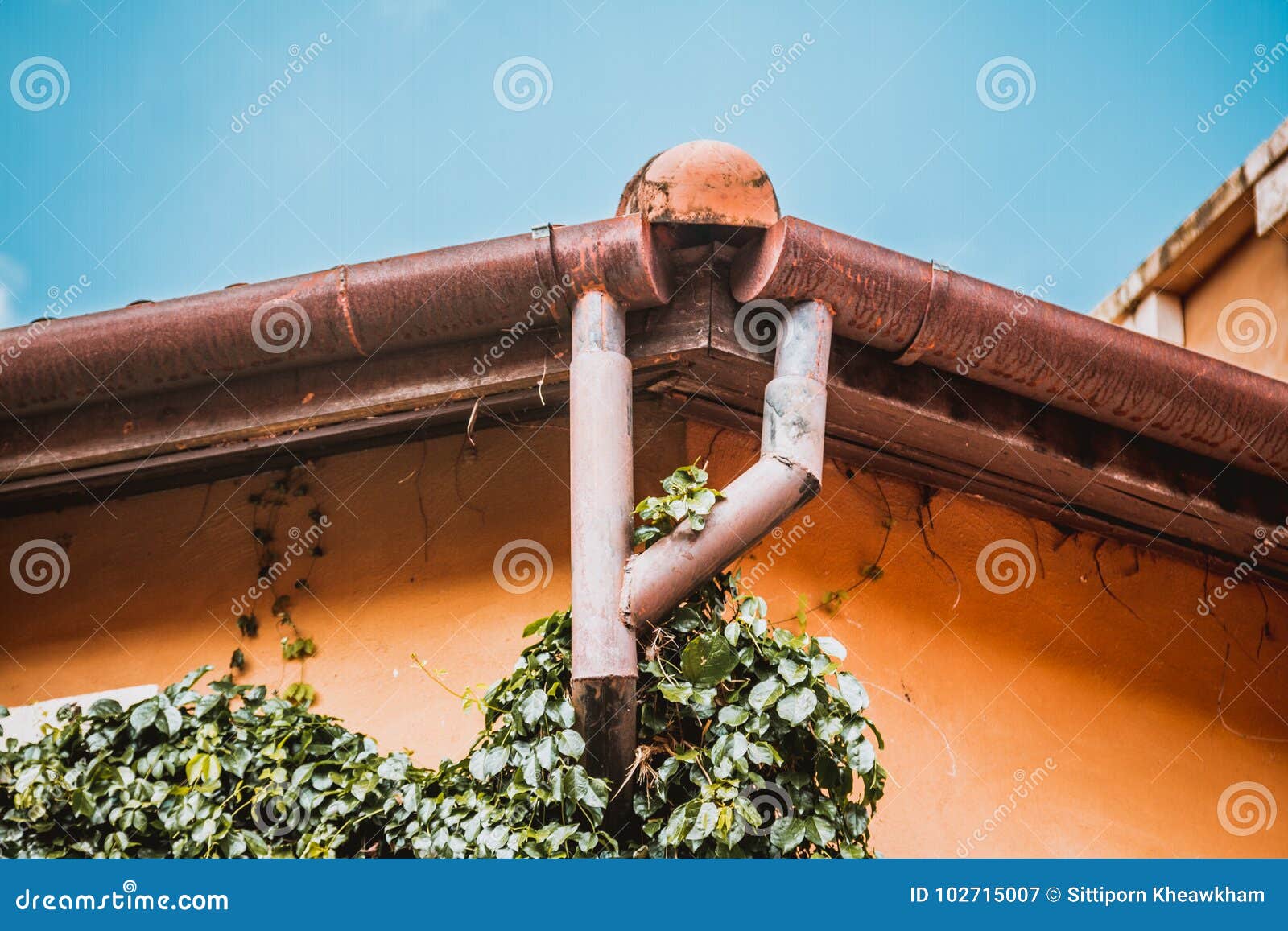Rain Gutter System and Roof Protection Stock Image - Image of outside ...