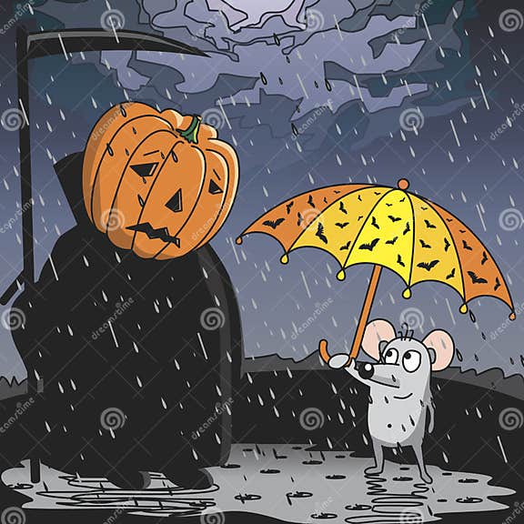 The rain on Halloween. stock vector. Illustration of evil - 126072677
