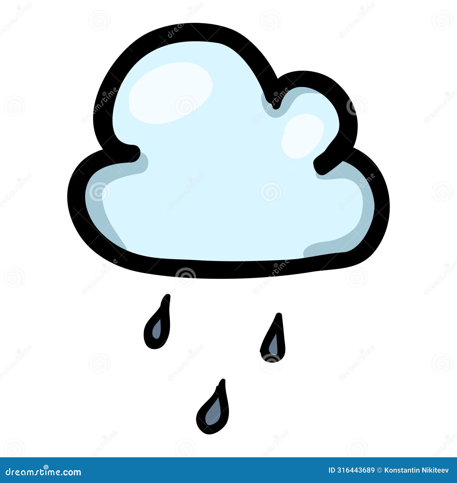 Rain - Hand Drawn Doodle Icon Stock Vector - Illustration of metcast ...