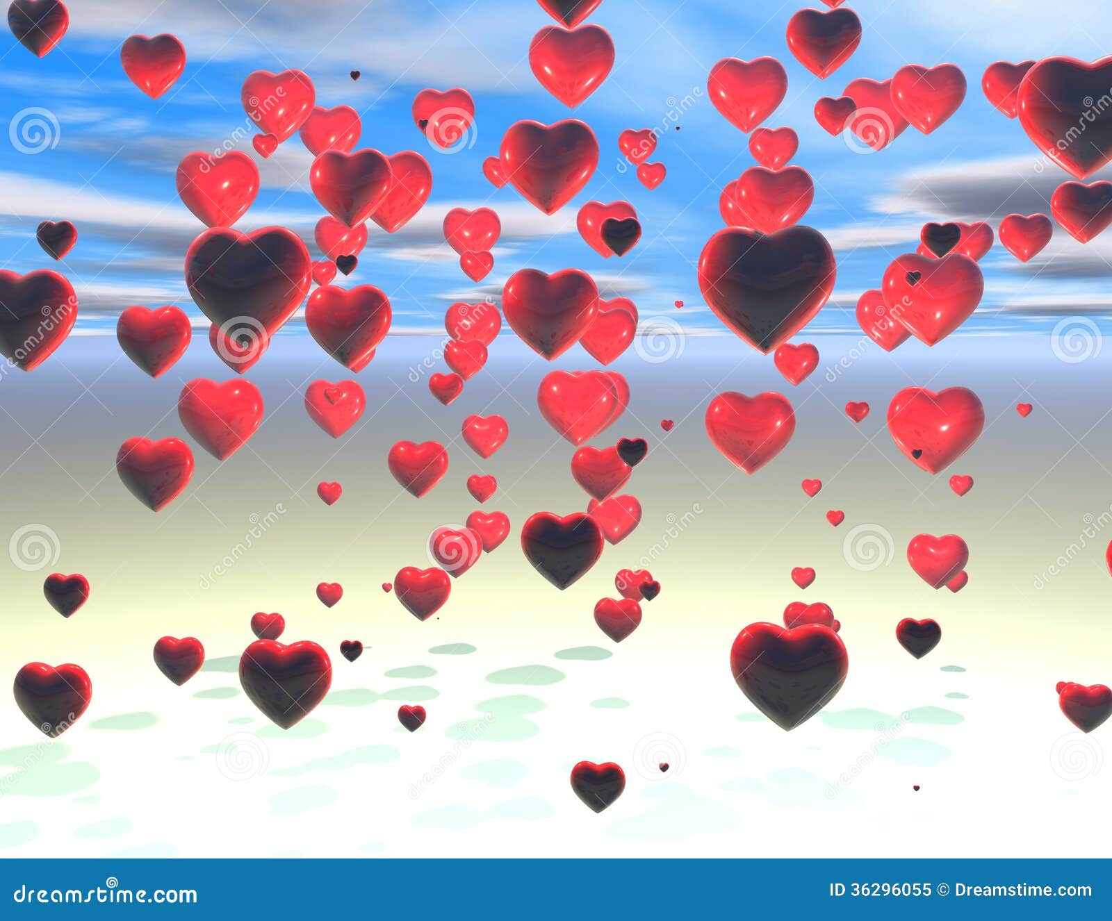 Rain of Hearts Love Concept Stock Illustration - Illustration of tree ...