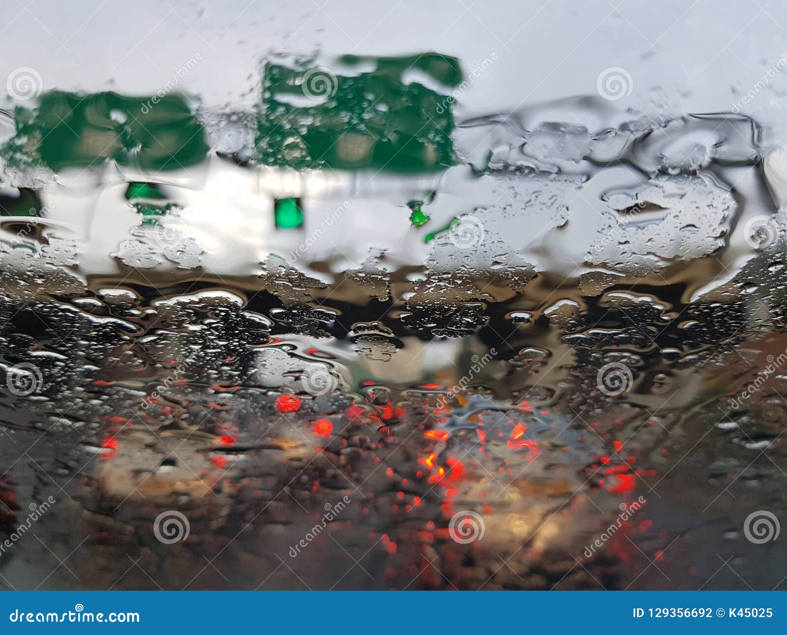 Rain in Highway,Traffic in Low Visibility Condition . Stock Photo ...