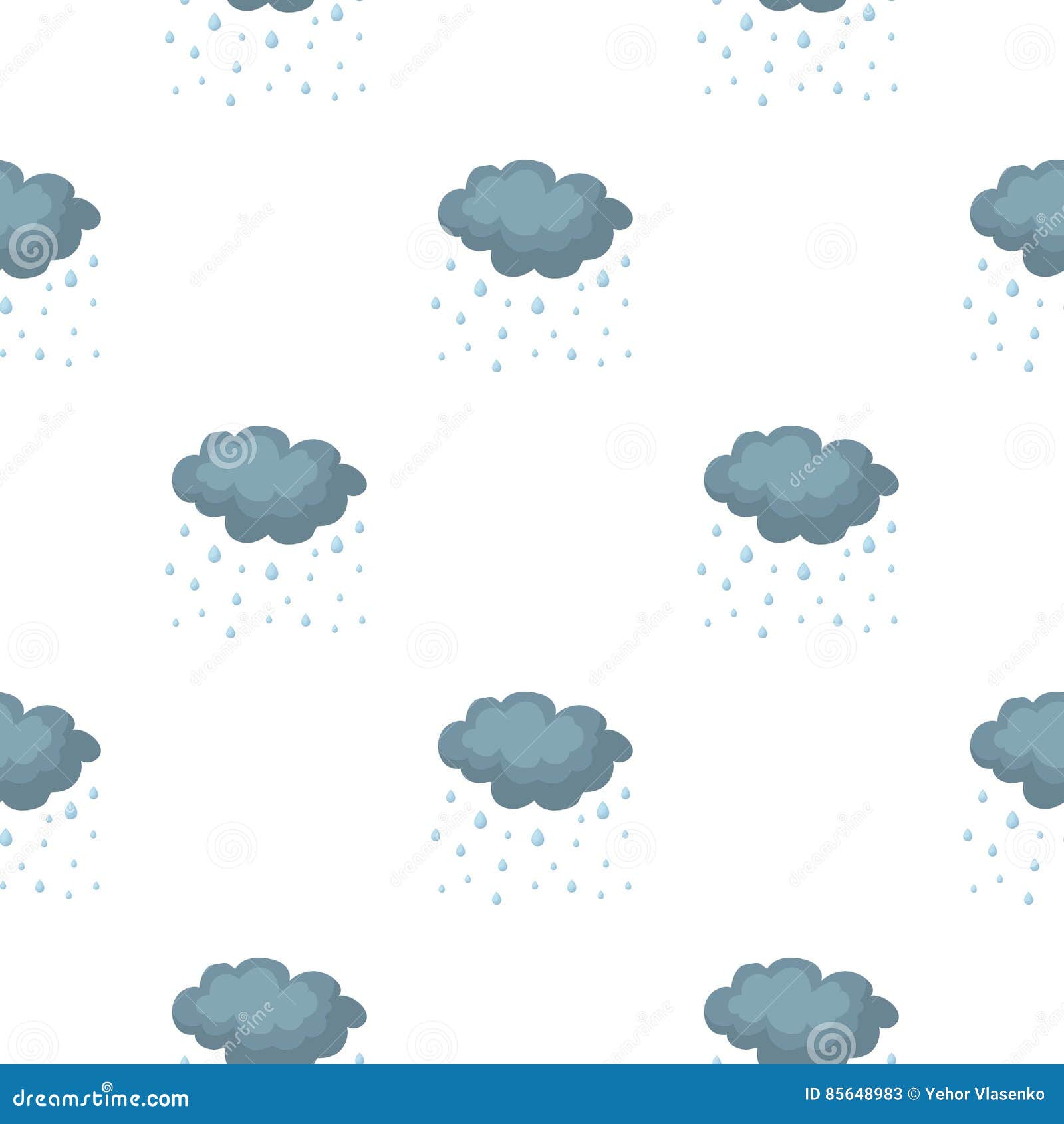 Rain Icon in Cartoon Style on White Background. Weather Pattern Stock ...