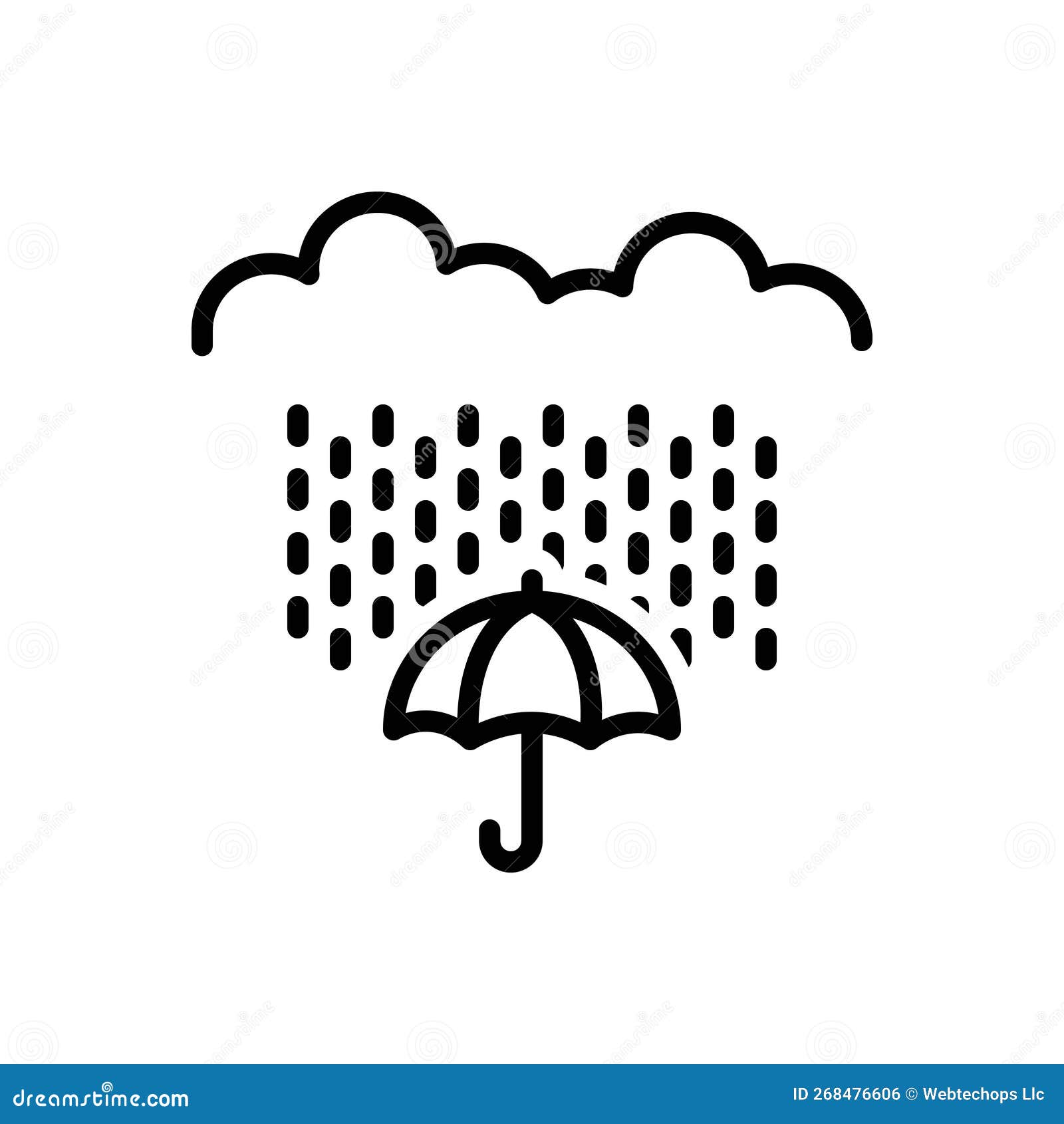 Black Line Icon for Rain, Rainfall and Weather Stock Illustration ...