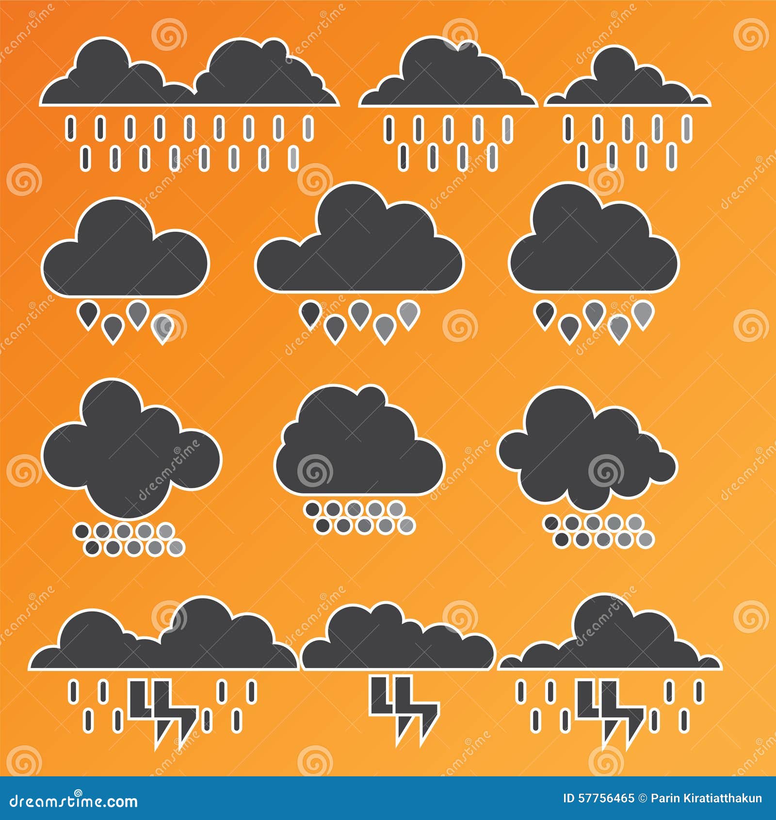 Rain icon set stock vector. Illustration of cloud, design - 57756465