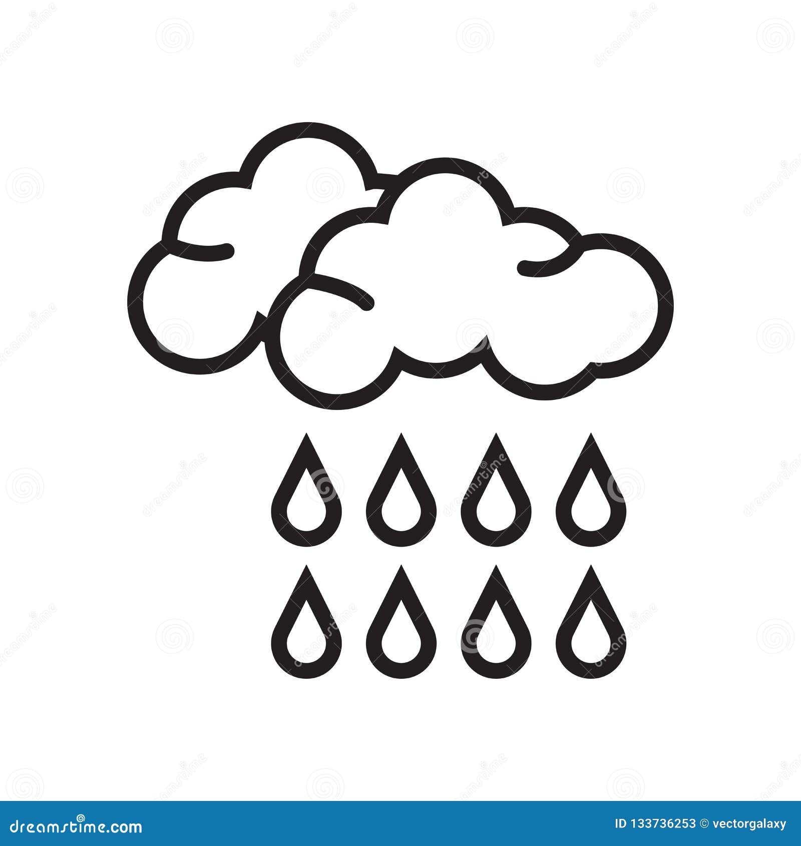 Rain Icon Vector Sign and Symbol Isolated on White Background, Rain ...
