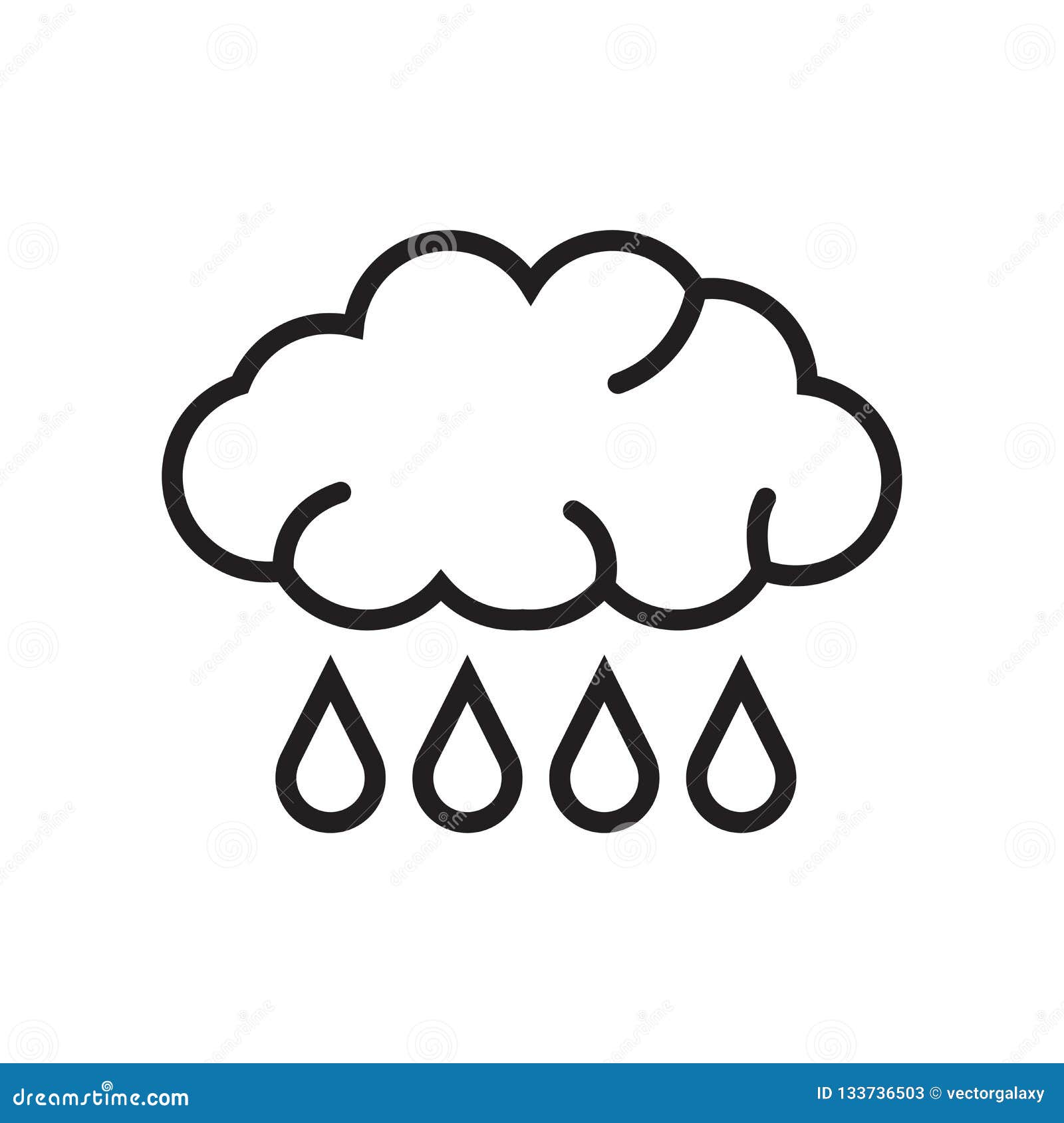 Rain Icon Vector Sign and Symbol Isolated on White Background, Rain ...
