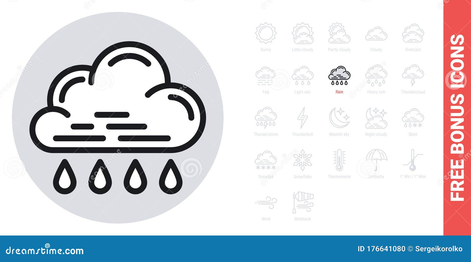 Rain Icon for Weather Forecast Application or Widget. Cloud with ...