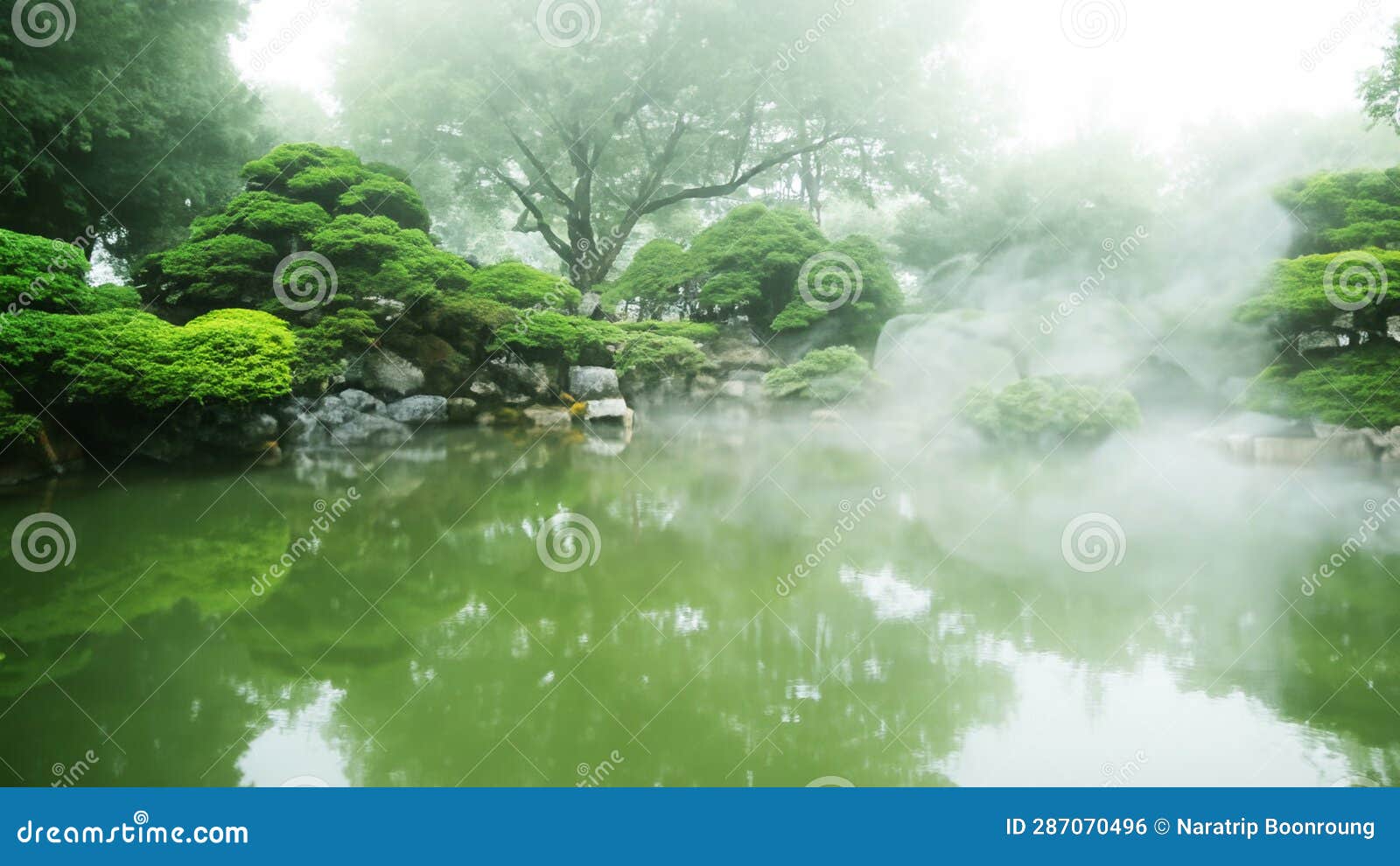 Rain in the Japanese Garden Zen Style 3D Illustration Stock Photo ...