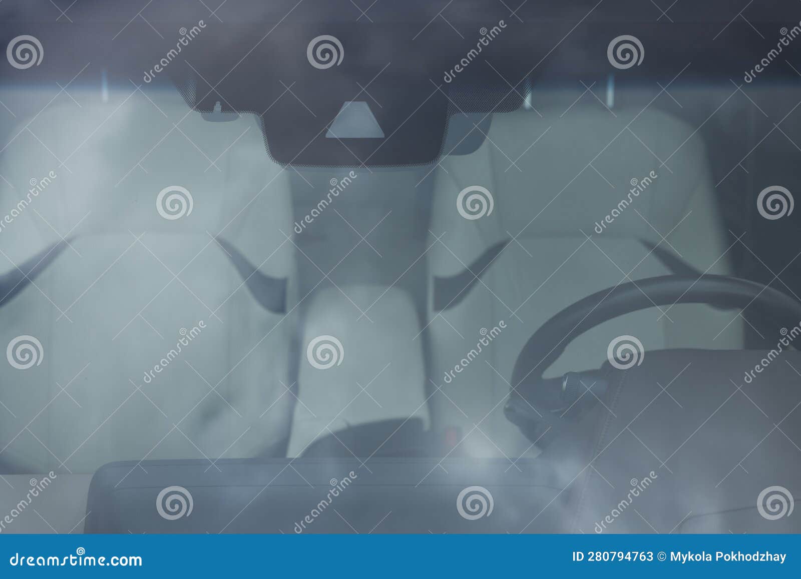 Rain and Light Sensor on the Windshield of the Car. Close Up View of ...