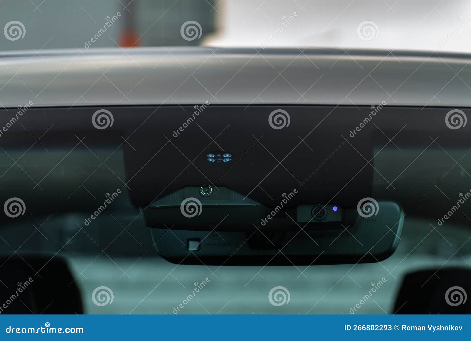 Rain and Light Sensor on the Windshield of the Car. Stock Image - Image ...