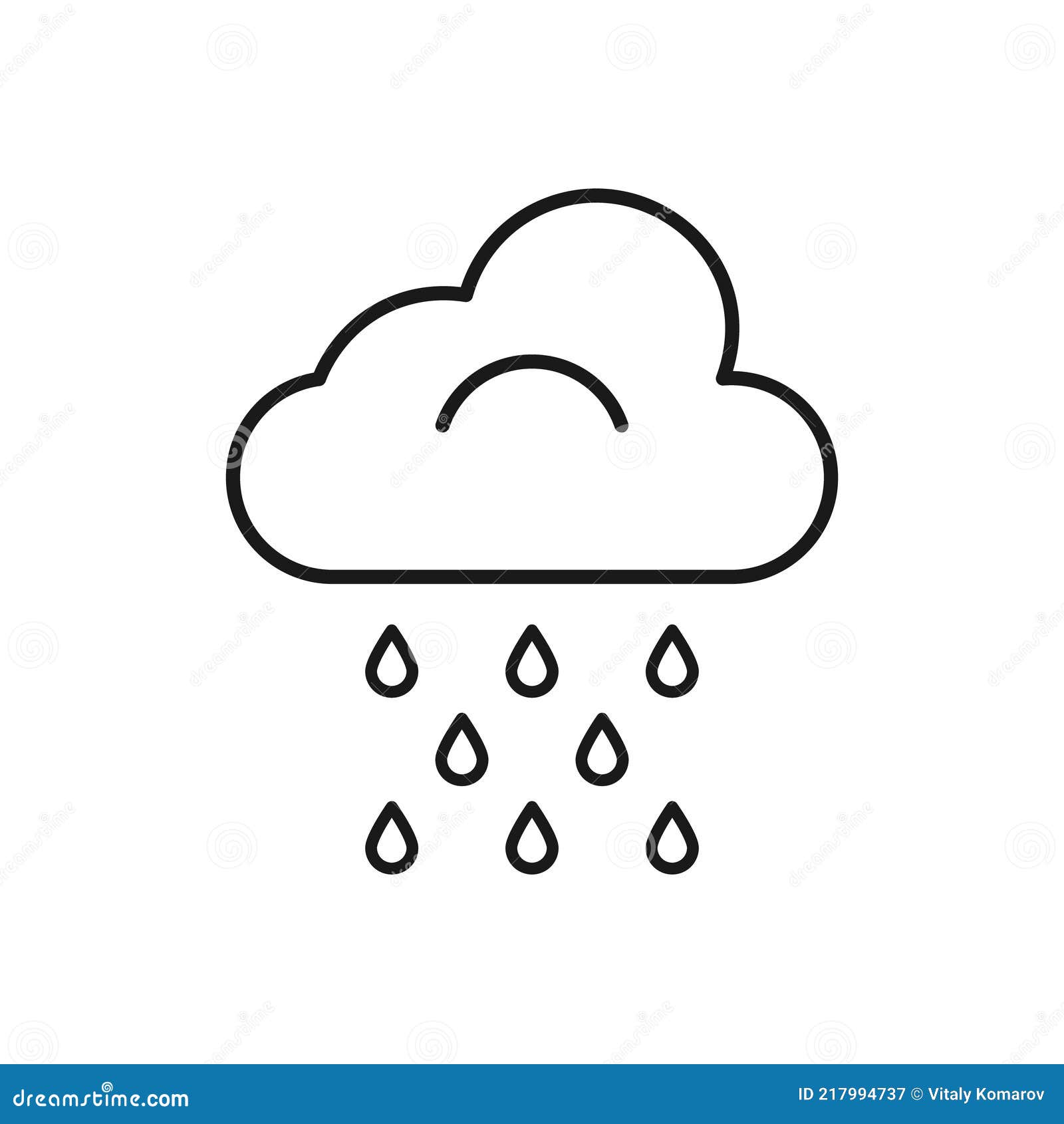 Rain Line Icon There is a Cloud with Drops Isolated Just on White ...