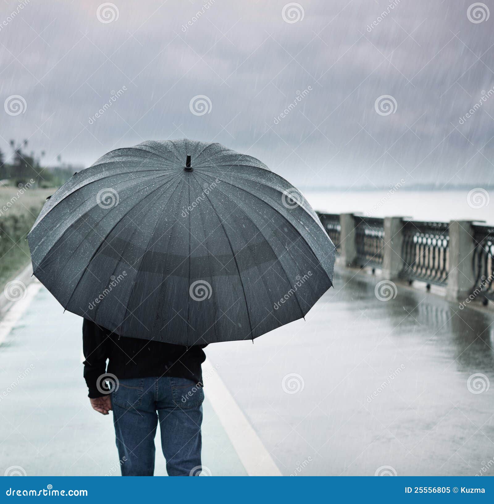 Lonely Person In Rain