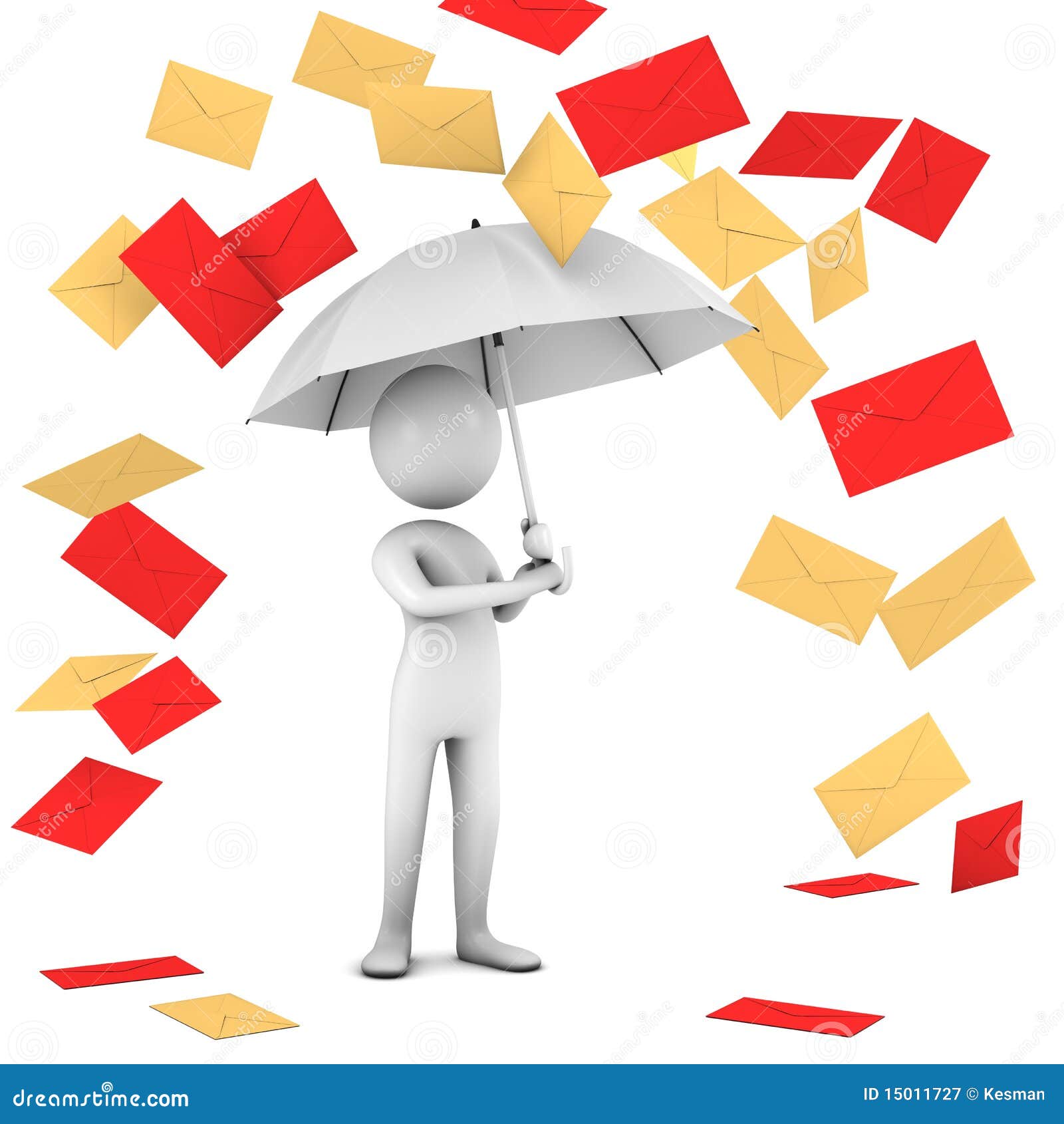 Rain of Mail. Three-dimensional, Isolated on Whit Stock Illustration ...