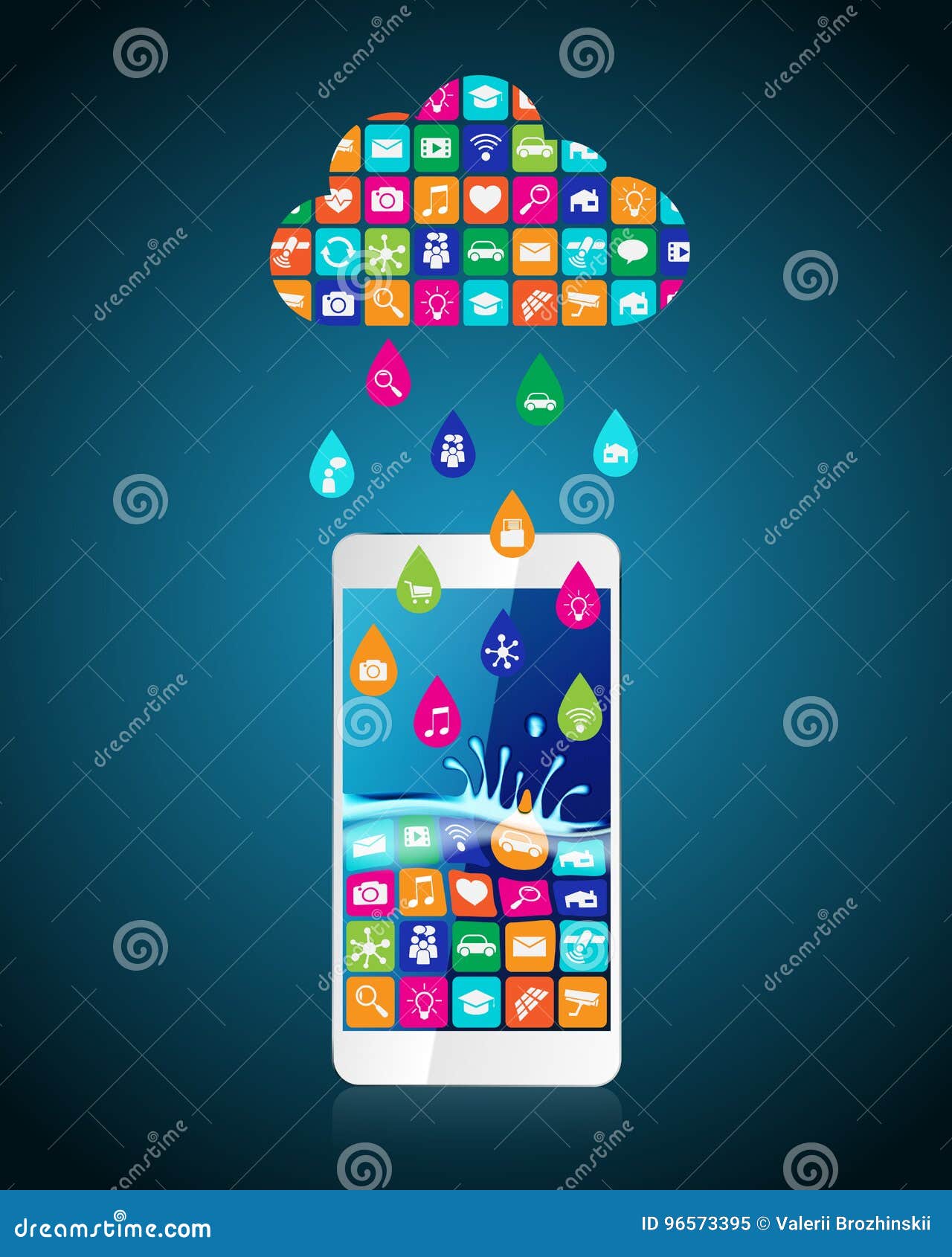 Rain from Mobile Apps: Applications in the Form of Drops Downloaded and ...