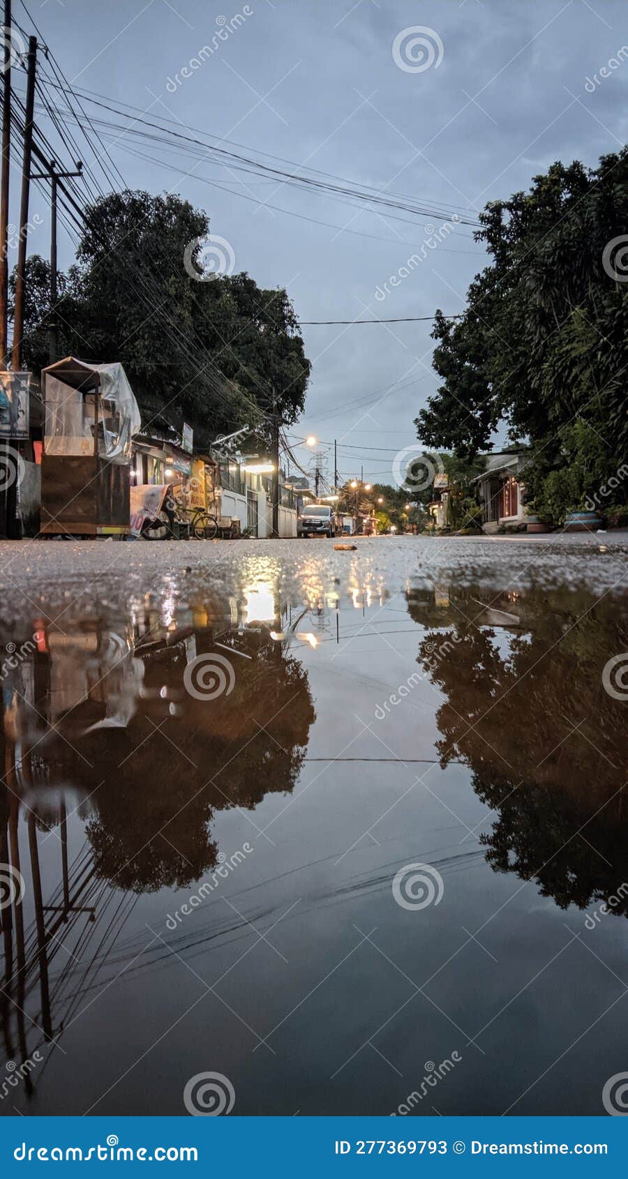 After the Rain in the Morning Editorial Stock Photo - Image of street ...
