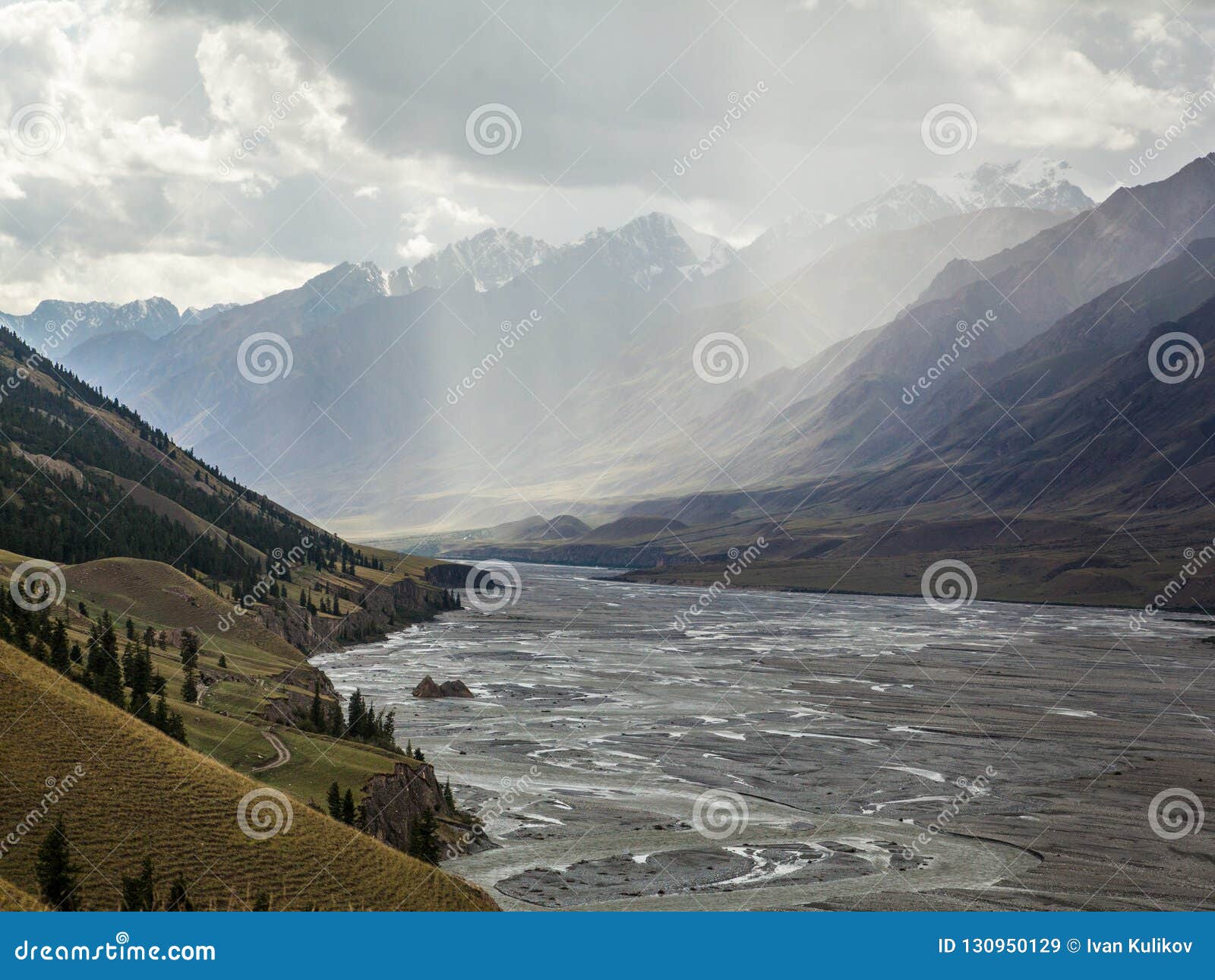 Rain in the mountains stock image. Image of stream, green - 130950129
