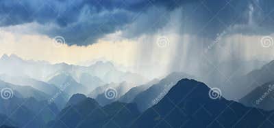 Rain in mountains stock image. Image of heavy, clouds - 55656969