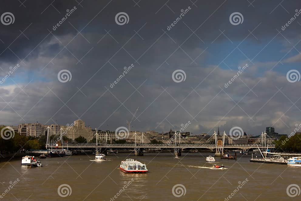Rain over river Thames stock image. Image of city, international - 46685225