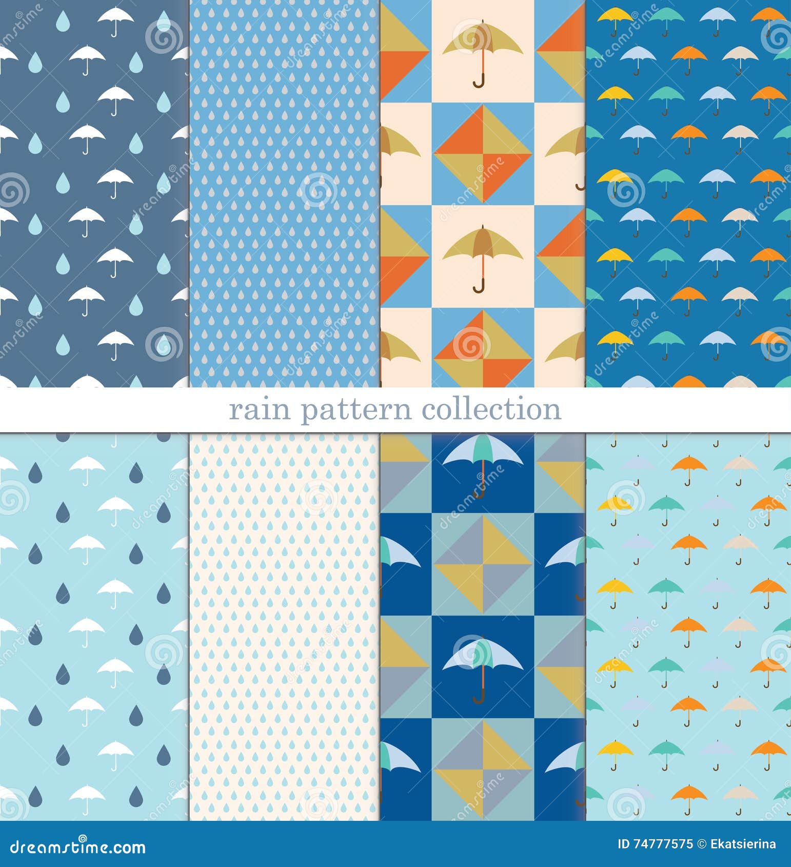 Rain pattern collection stock vector. Illustration of repeat - 74777575