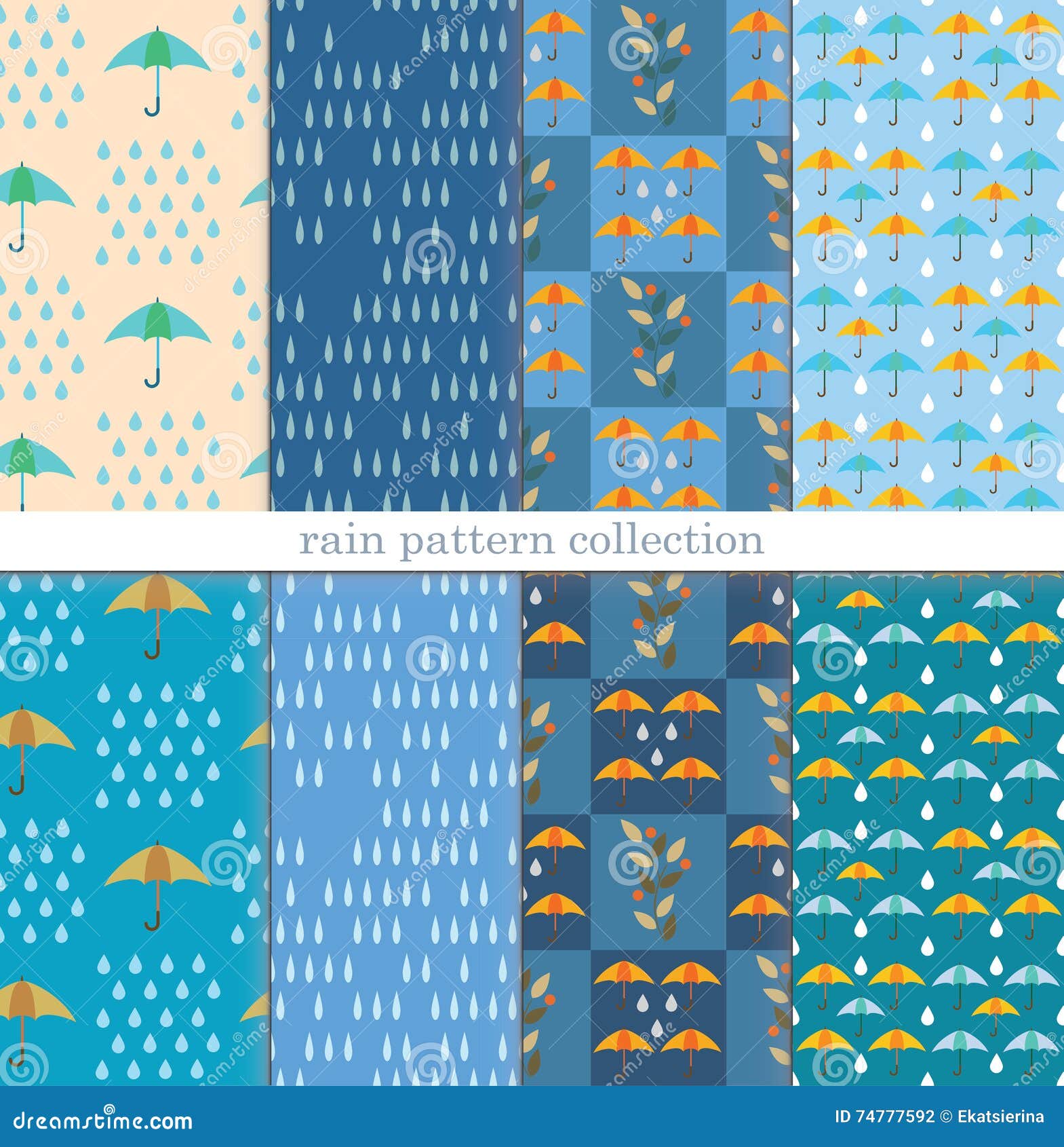 Rain pattern collection stock vector. Illustration of doodle - 74777592