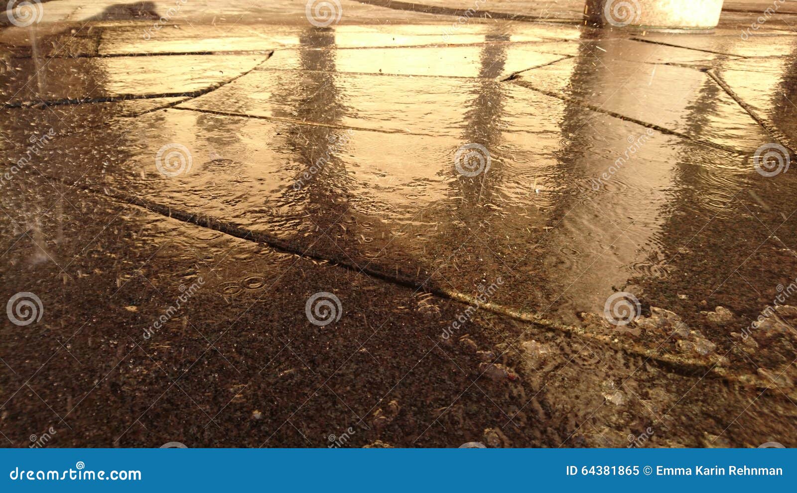 Rain on Pavement Stones stock image. Image of melted - 64381865