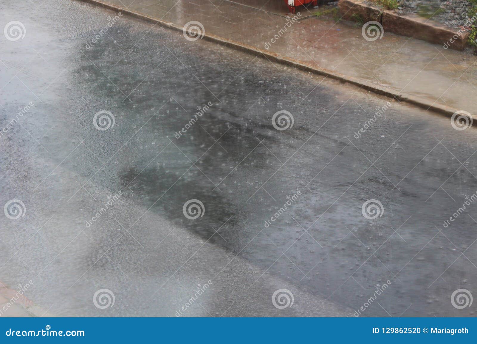 The Rain is Pouring Down the Street Stock Photo - Image of masses ...