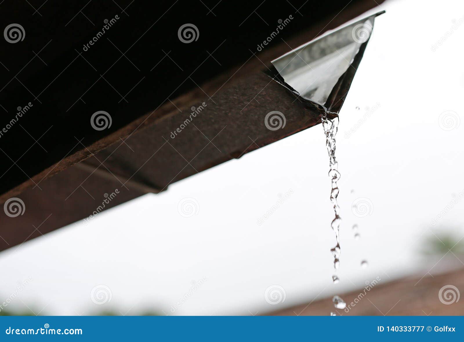 Rain Pouring Off Roof Against Nature Background Stock Image - Image of ...