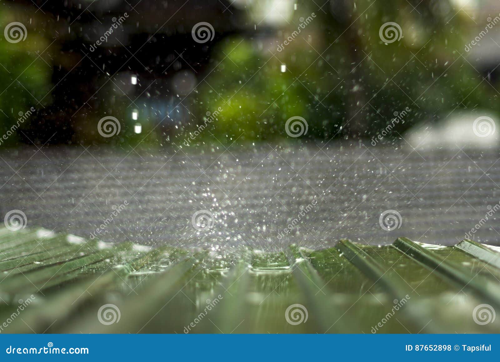 Rain pouring on roof stock photo. Image of closeup, rain - 87652898
