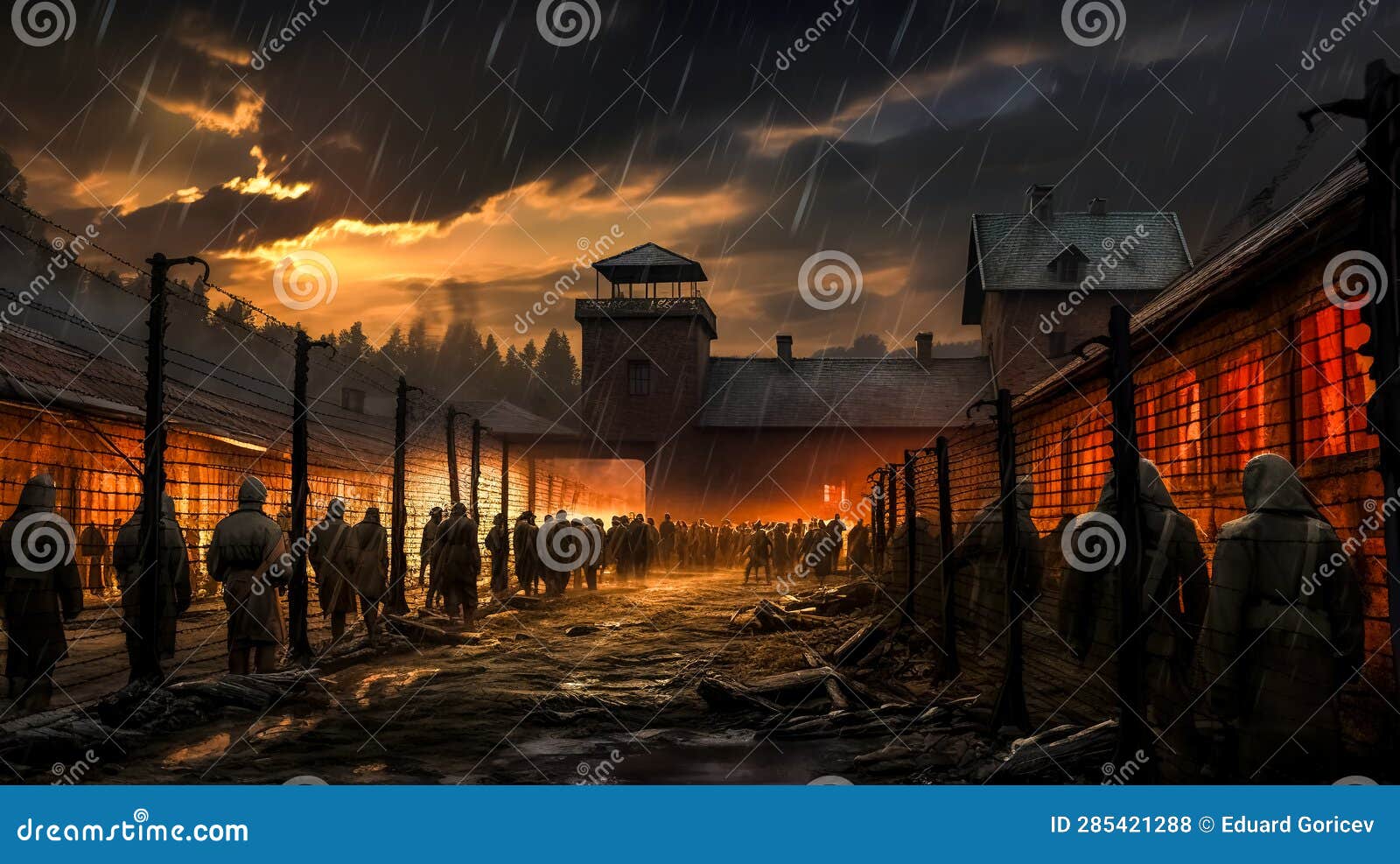 Rain in a Prison and Concentration Camp for Prisoners in World War II ...