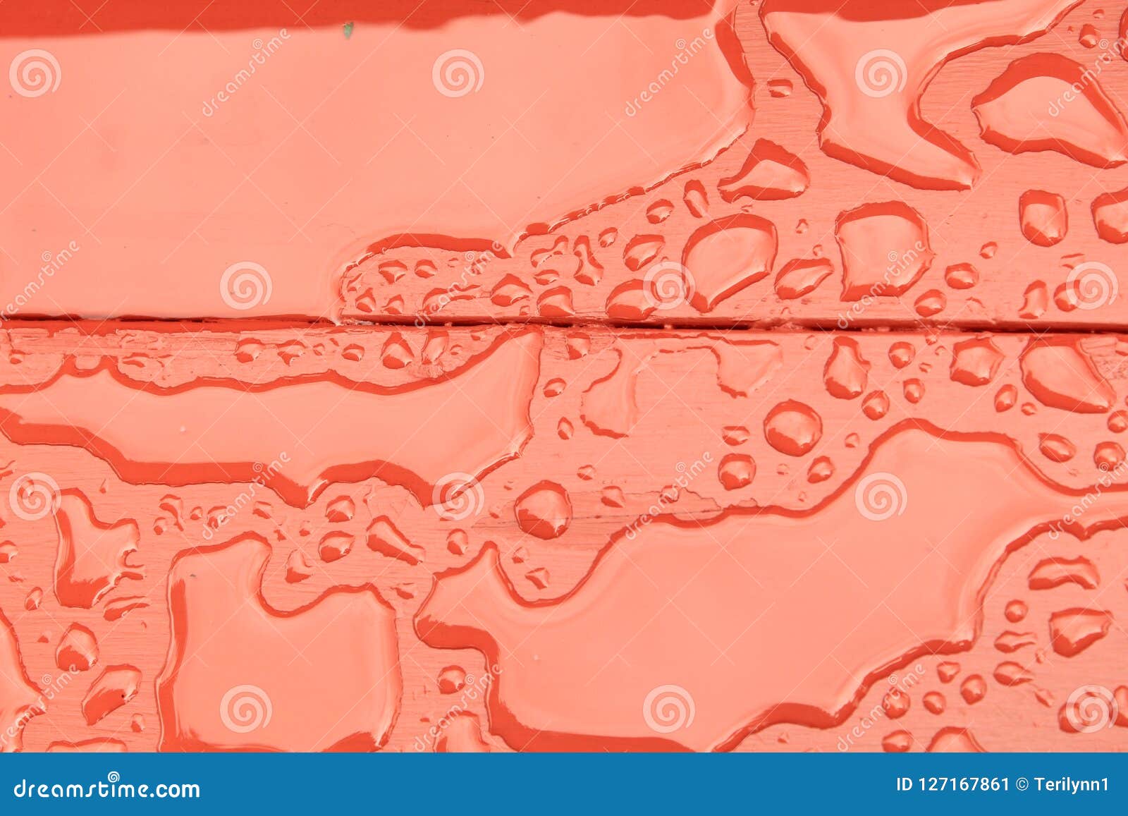 Rain Puddles Collected on a Barn Red Picnic Table Stock Image - Image ...