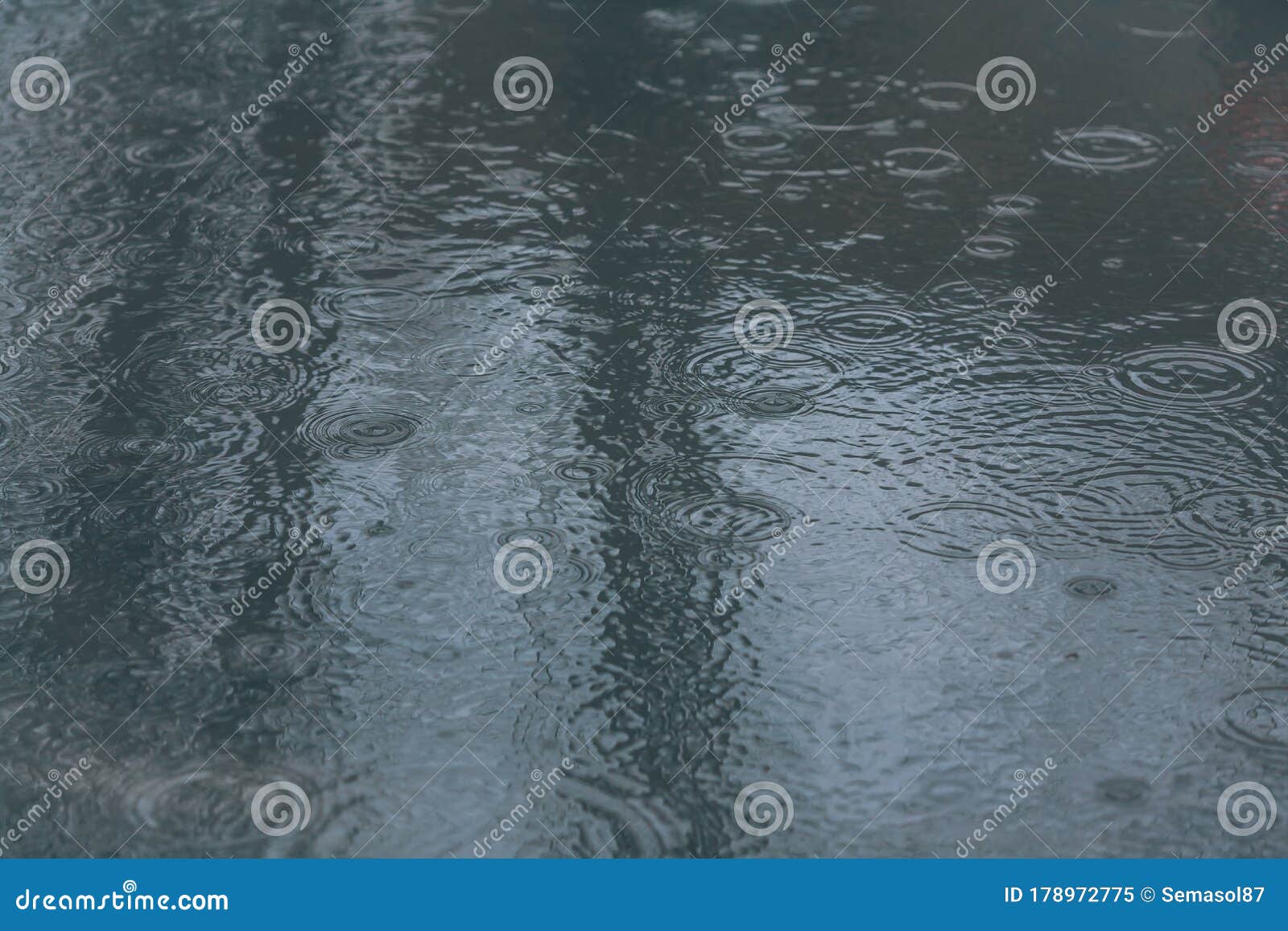 Rain, Puddles and Raindrops. Abstract Background with Rainy Weather ...