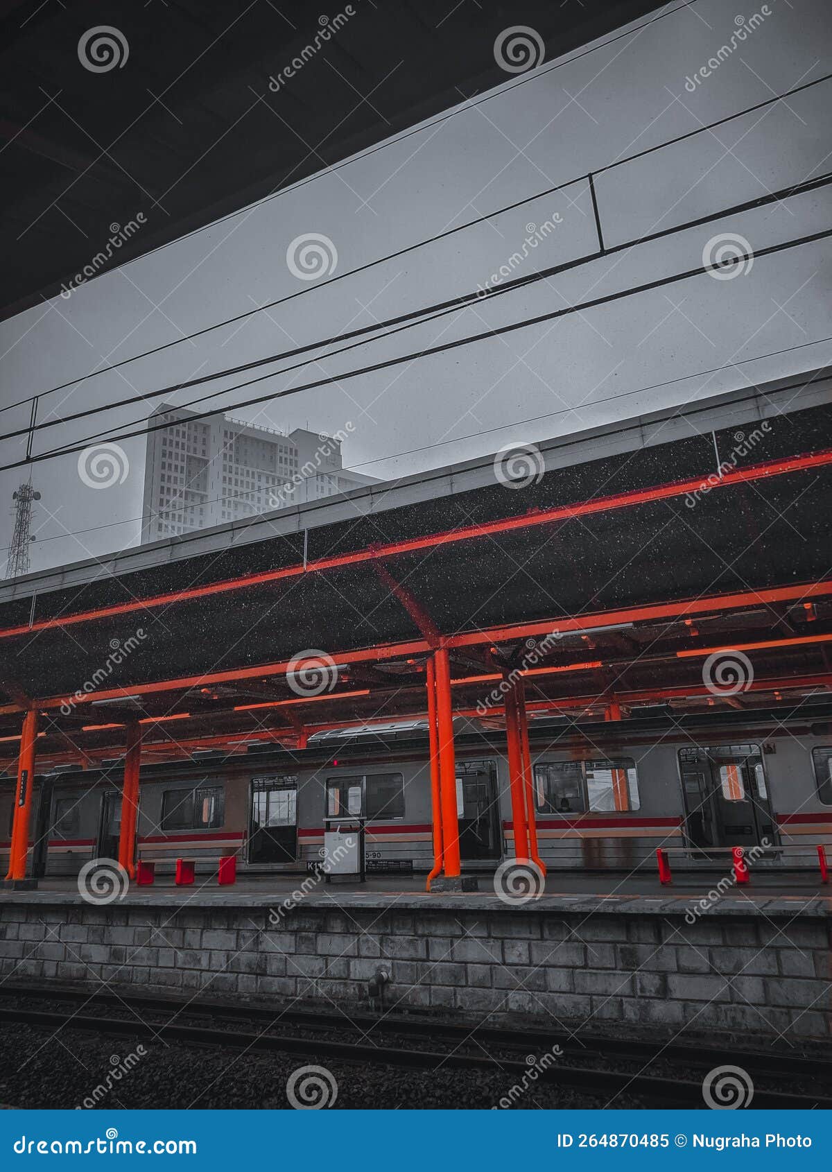 Rain on the Railroad Tracks City Cikarang Editorial Image - Image of ...