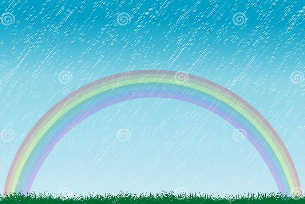 Rain and rainbow stock vector. Illustration of purple - 56876250