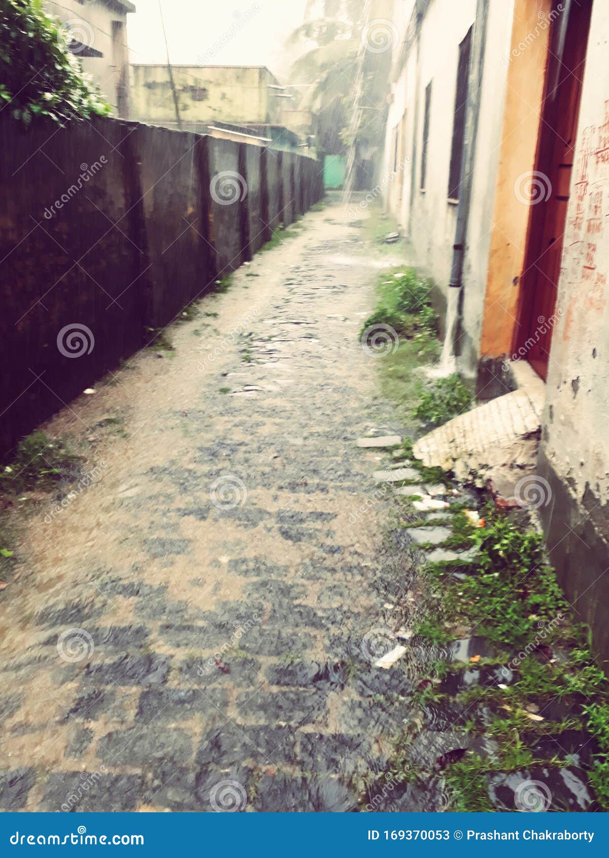 Rain, Raining, Flood, Structure, Stone Street Stock Image - Image of ...