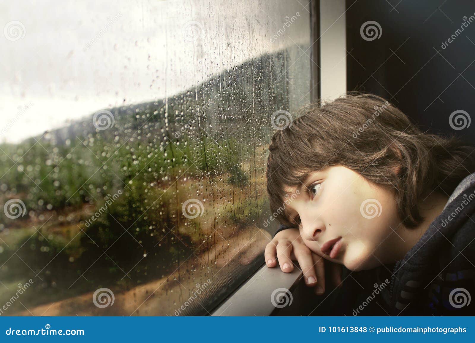 Rain Raining Window Child Picture. Image: 101613848