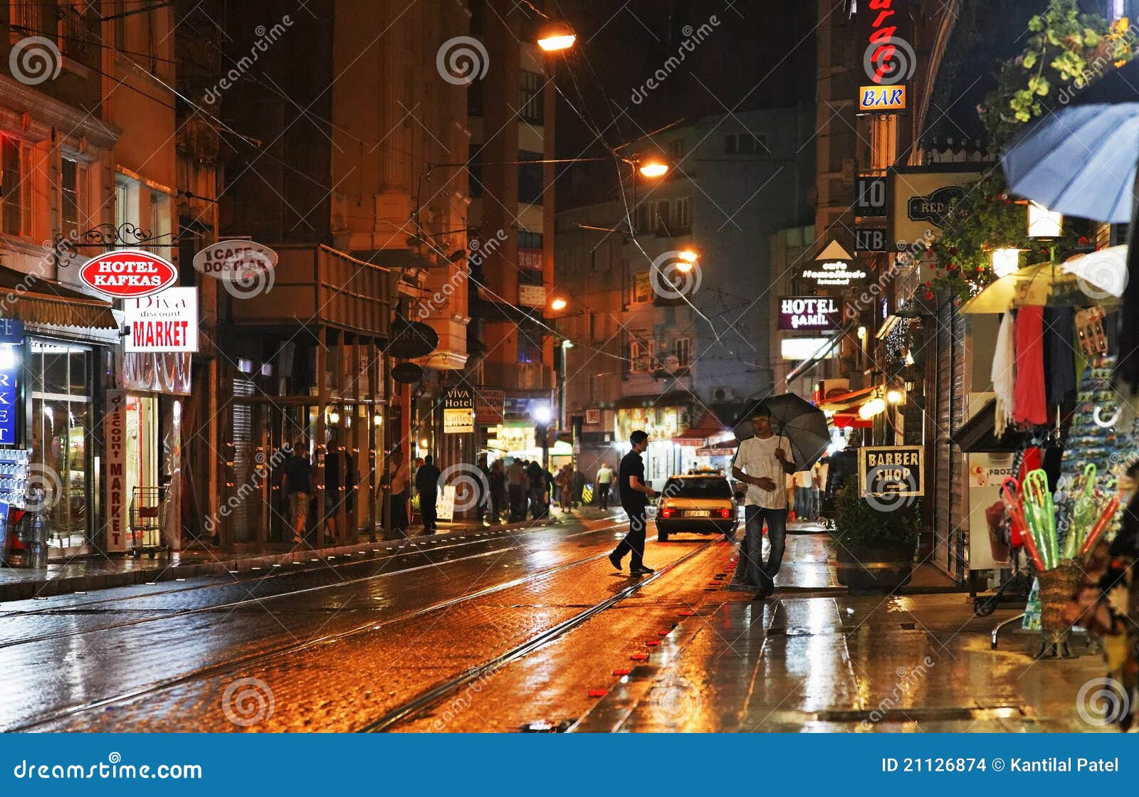 Rain Reflections Night Scene Istanbul Editorial Stock Image - Image of ...