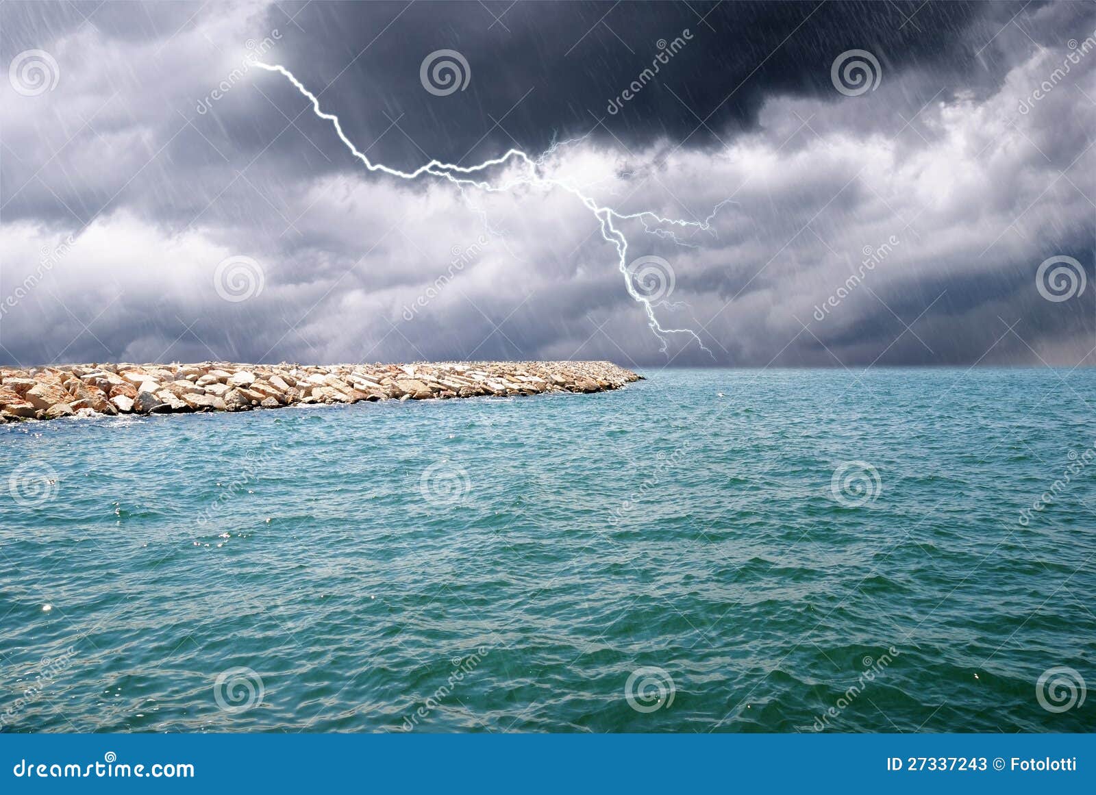 Rain on the sea stock image. Image of scene, waves, evening - 27337243