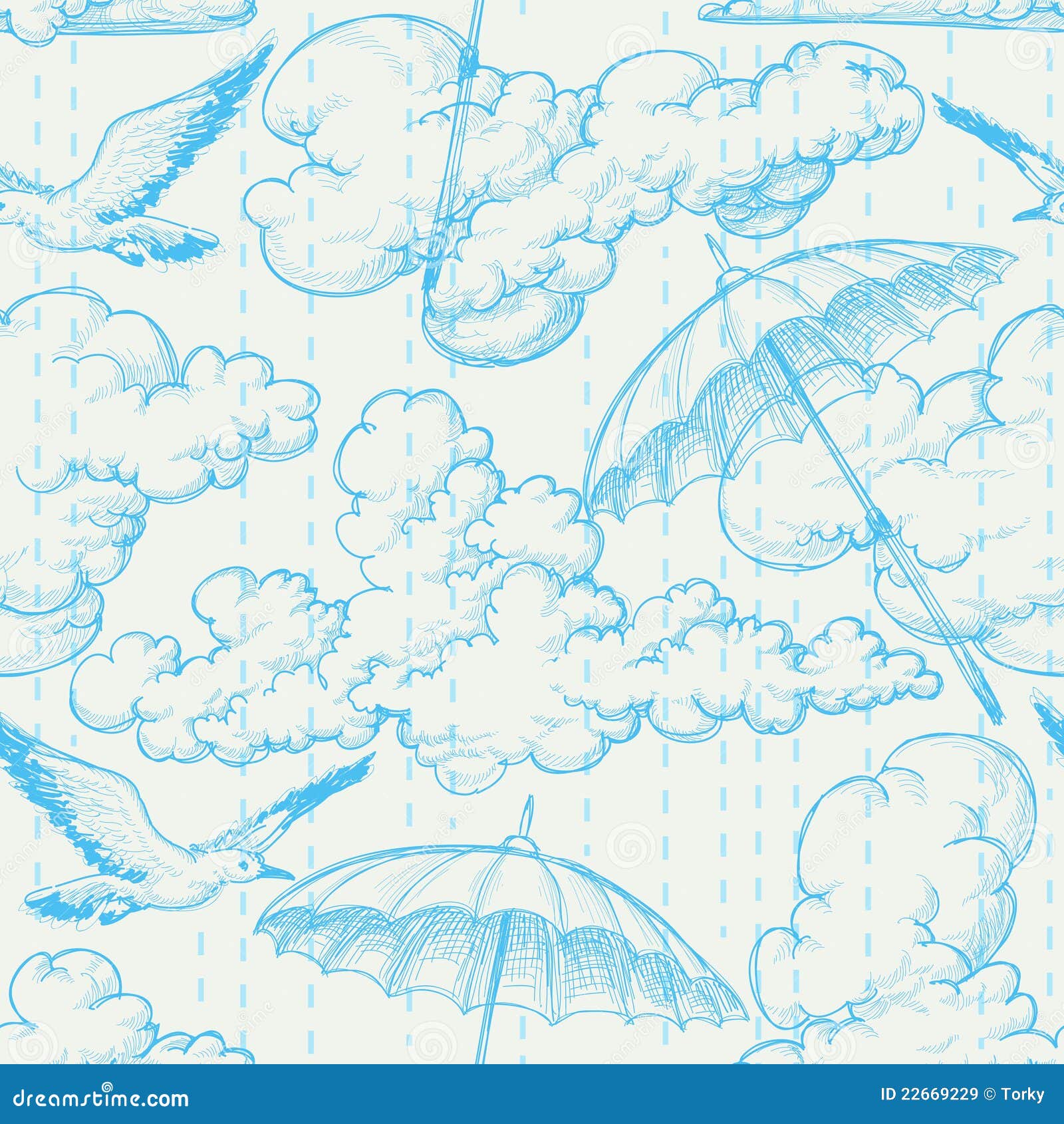 Rain Seamless Vector Pattern. Rainy Season Background In Simple Flat ...