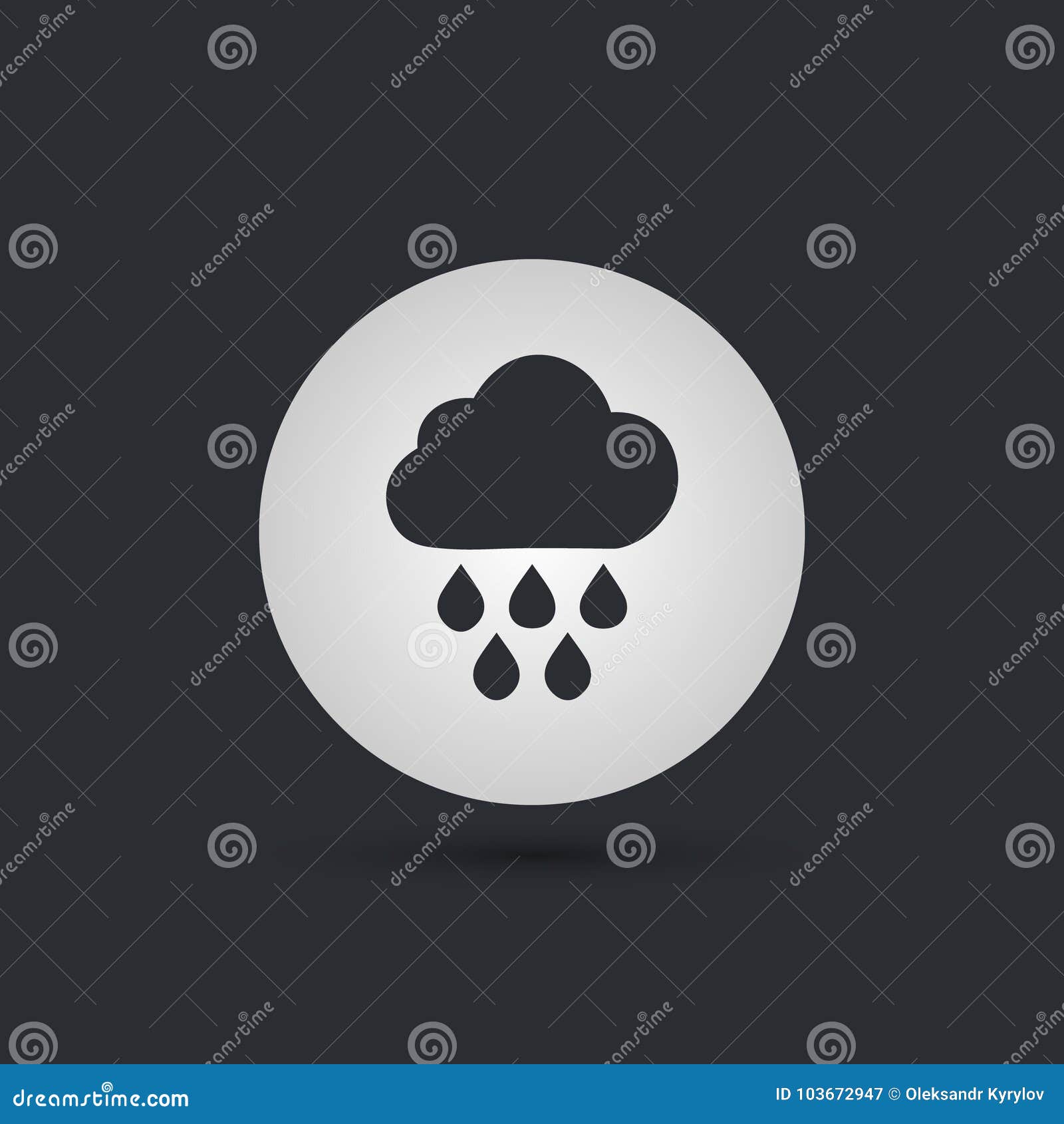Rain. Single Flat Icon on White Circle Background Stock Illustration ...