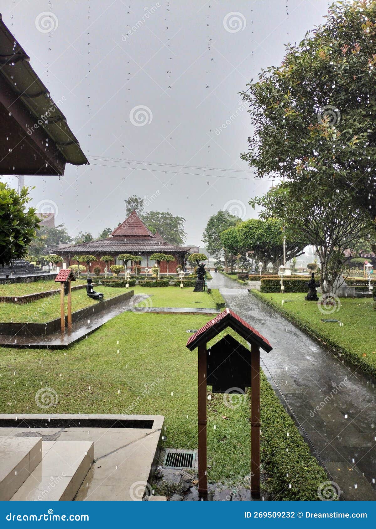 Rain in small village stock photo. Image of village - 269509232