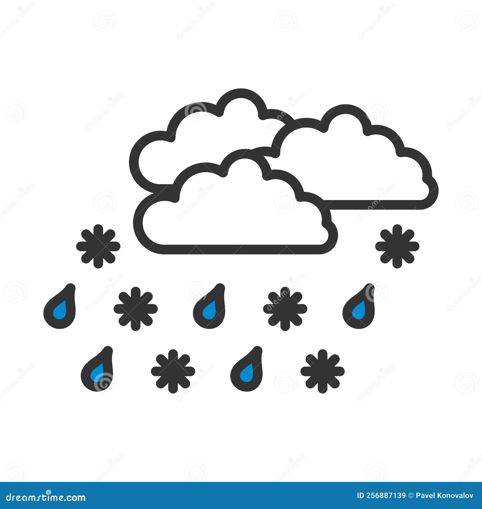 Rain with Snow Icon stock vector. Illustration of computer - 256887139