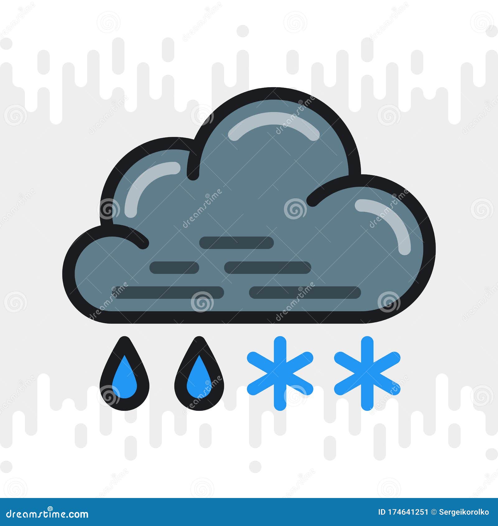 Rain with Snow or Sleet Icon for Weather Forecast Application or Widget ...