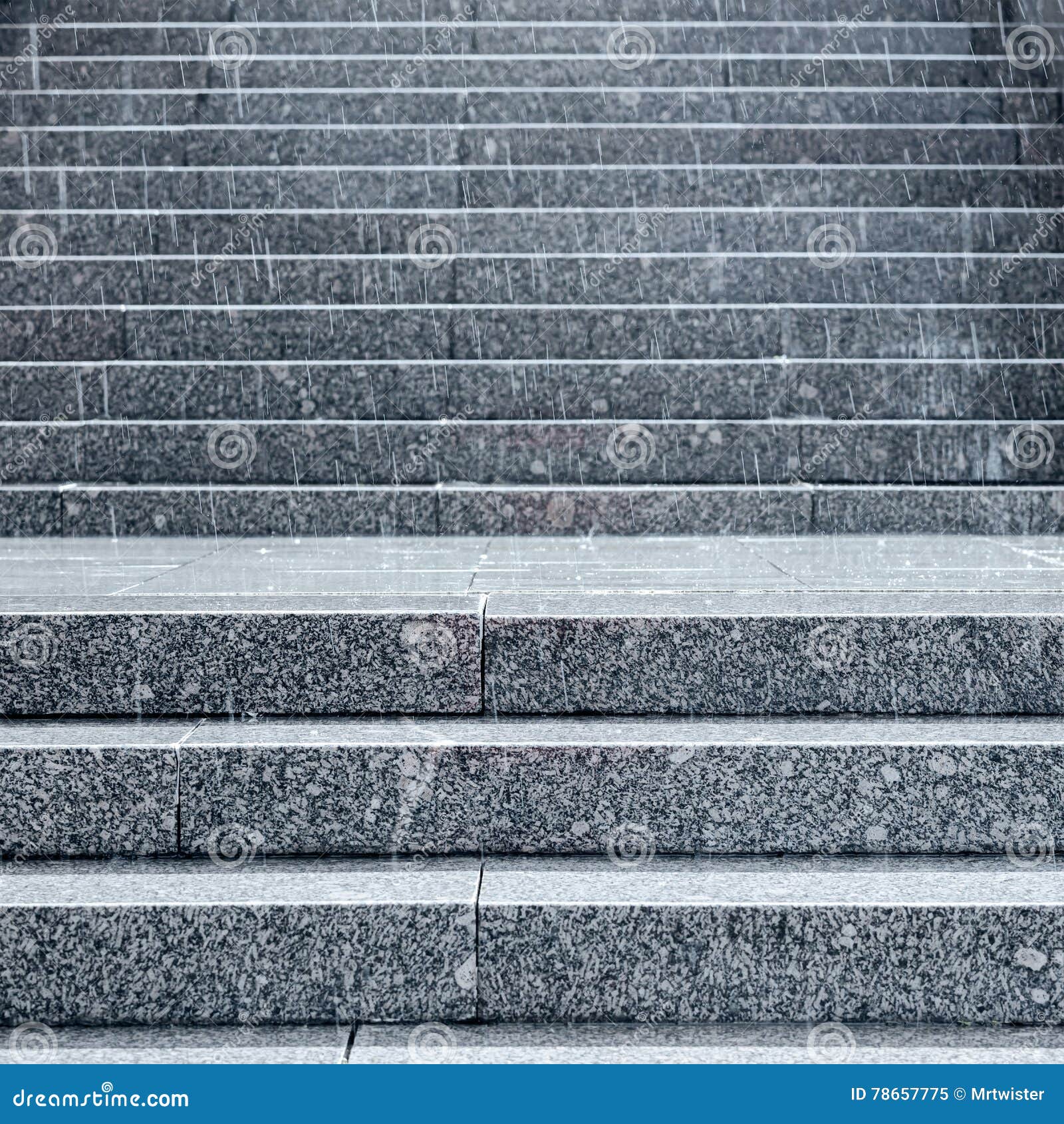 Rain Splashes on Gray Granite Steps of Staircase Stock Image - Image of ...