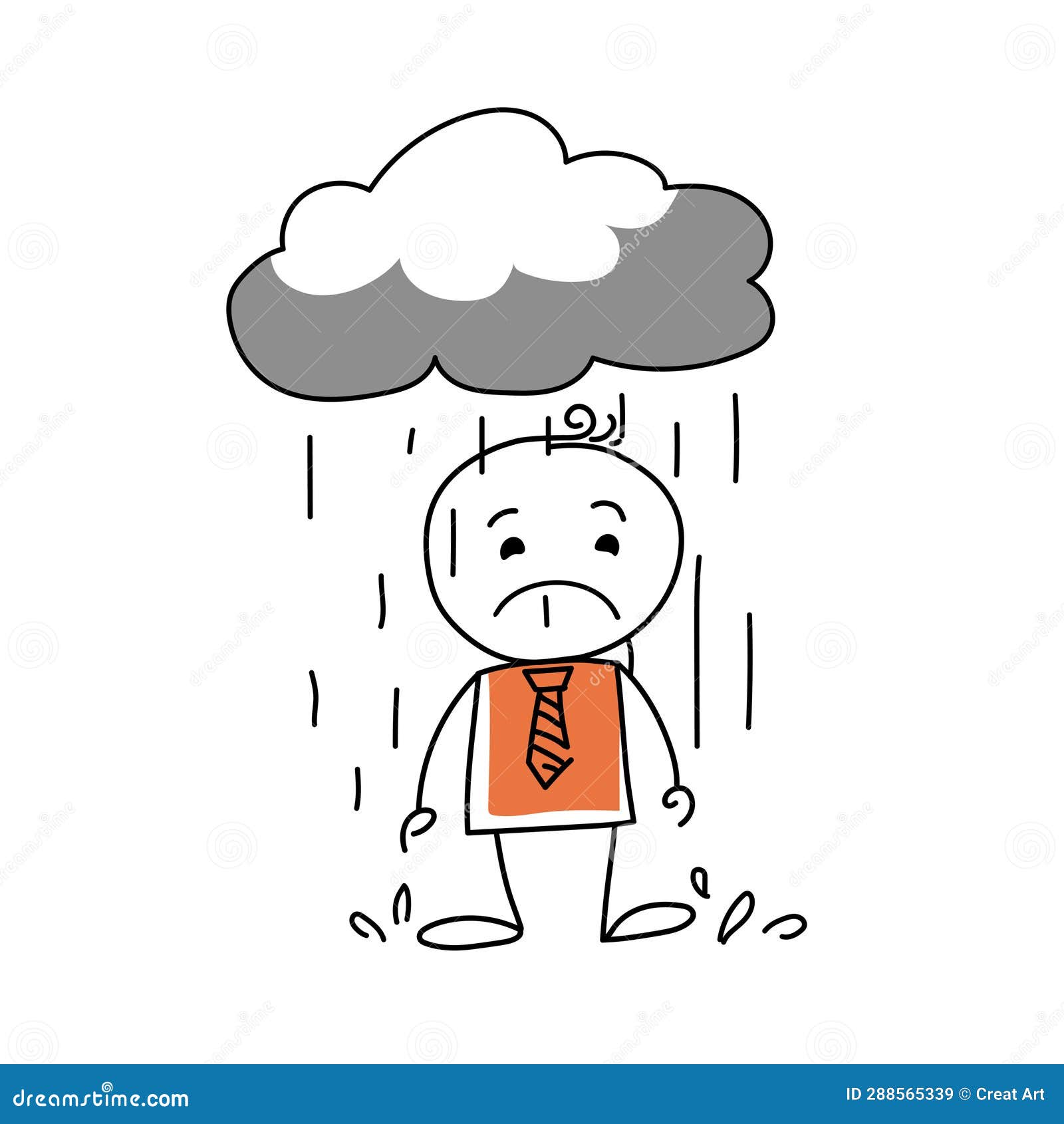 In The Rain Stick Figure Illustration Vector | CartoonDealer.com #288565339
