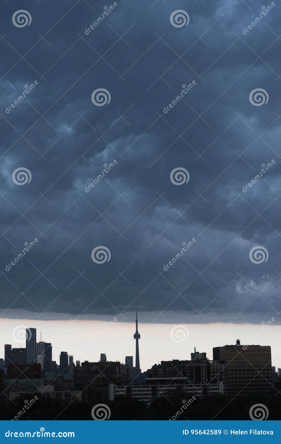 Rain storm over Toronto editorial stock image. Image of cityscape ...