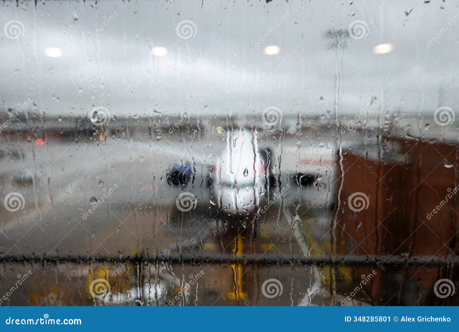 Rain Storm on the Window at the Airport Stock Image - Image of airport ...